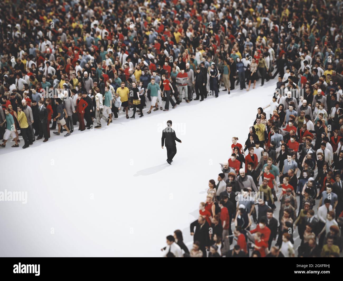 One person walking against the crowd hi-res stock photography and ...