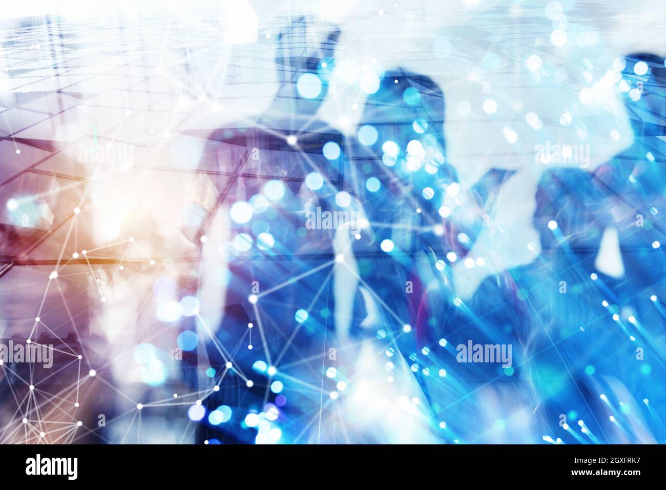 Business people collaborate together in a modern office. Internet ...