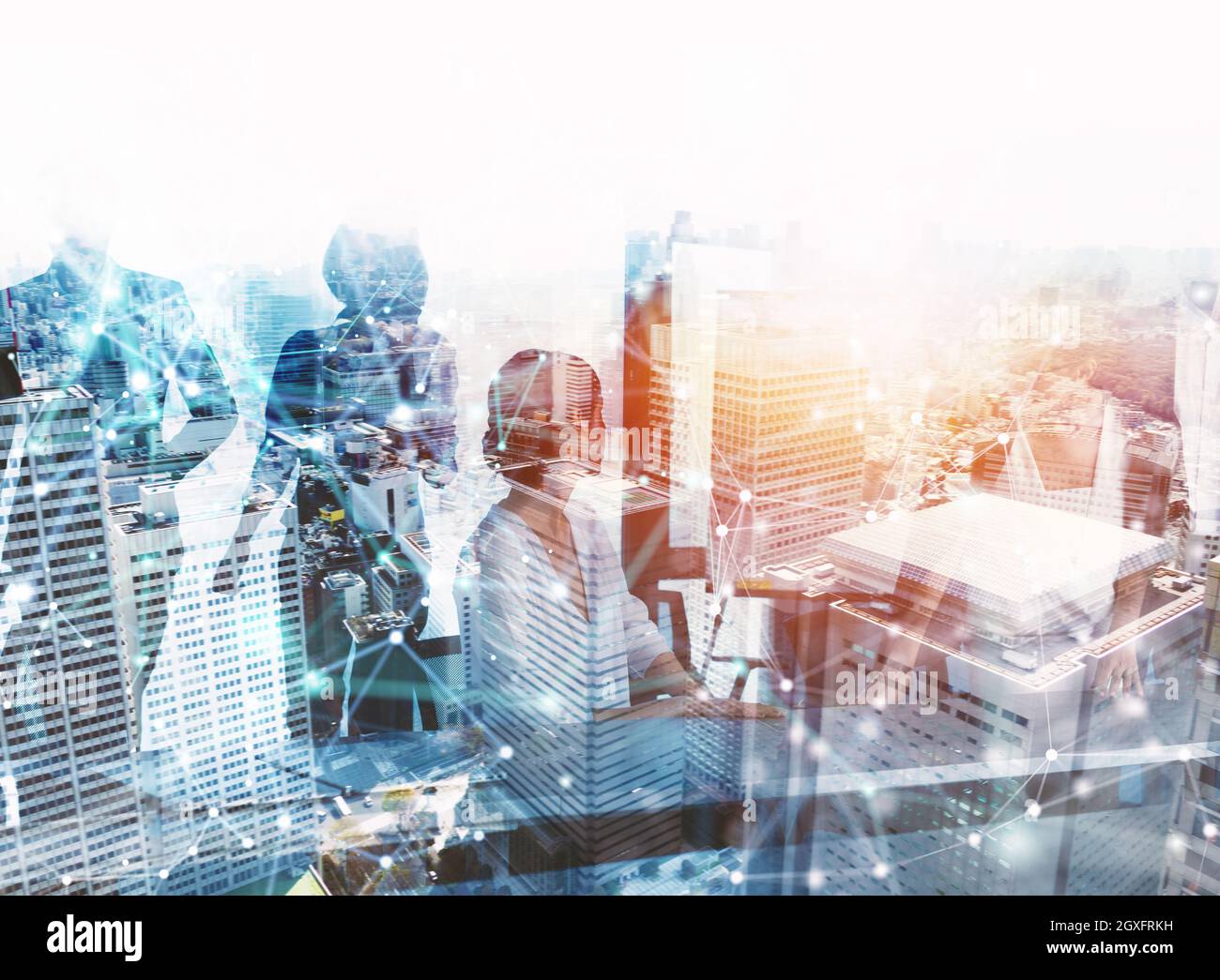 Business people collaborate together in a modern office. Internet ...