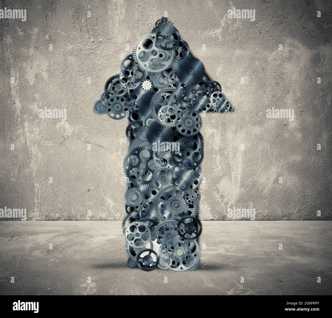 System of gears that form an arrow Stock Photo - Alamy