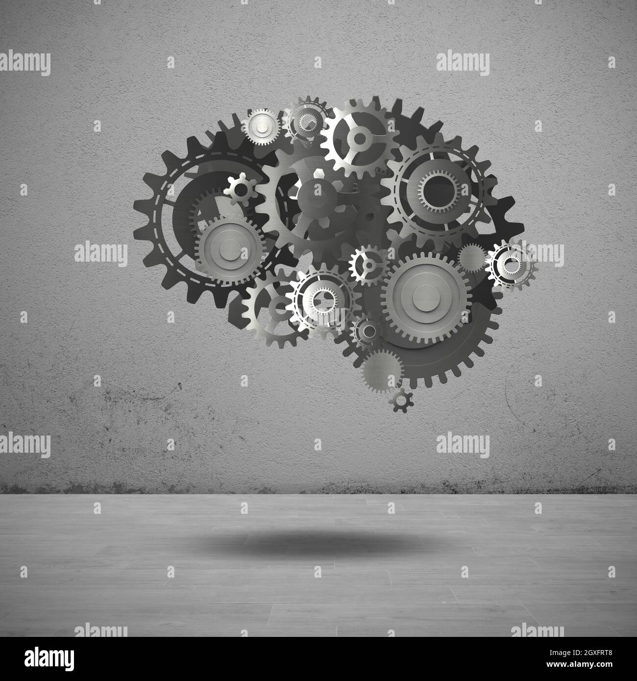 System of mechanical gears as a human brain . 3D Rendering Stock Photo ...