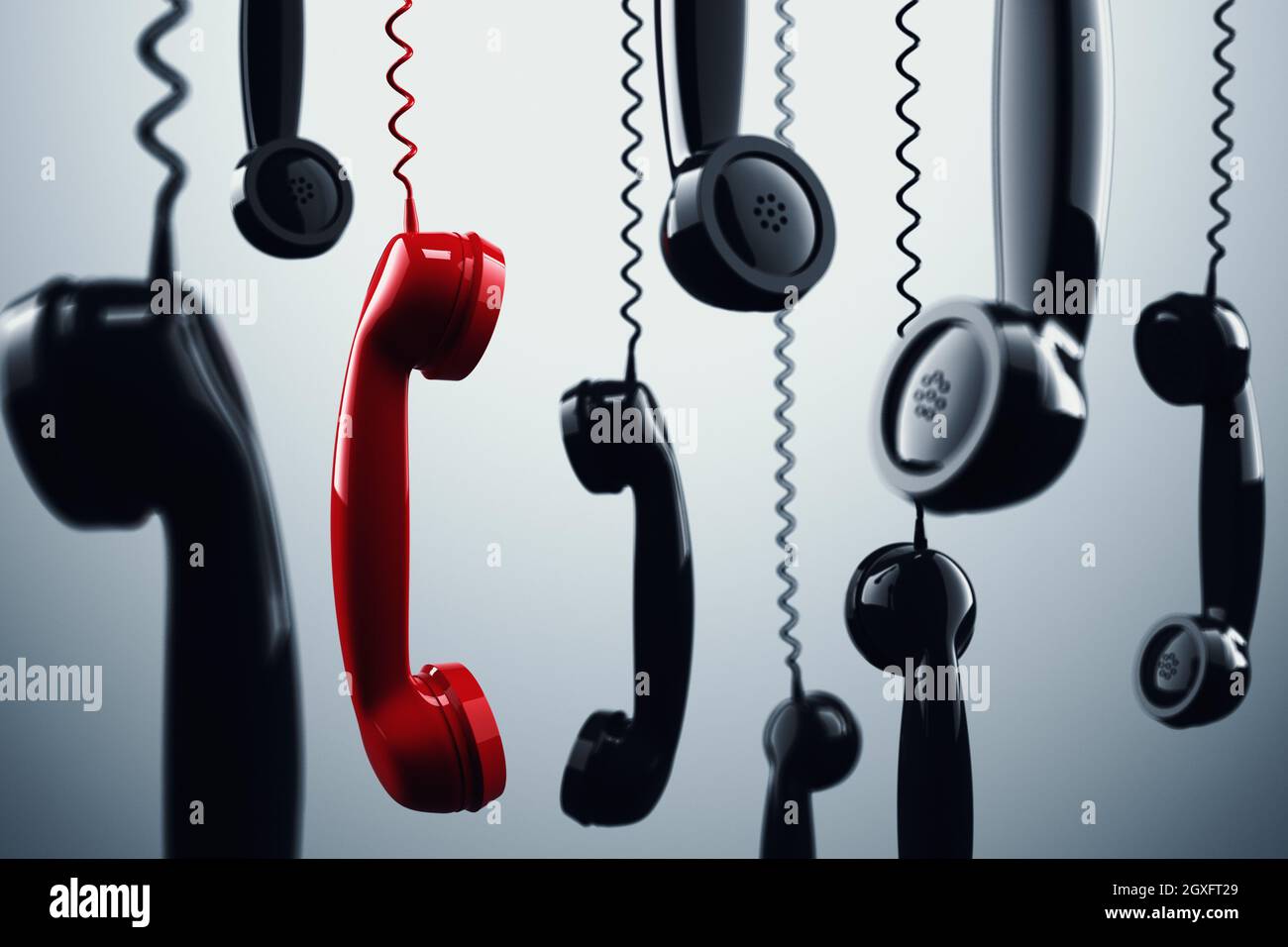 3D rendering of handset telephones with wires Stock Photo - Alamy