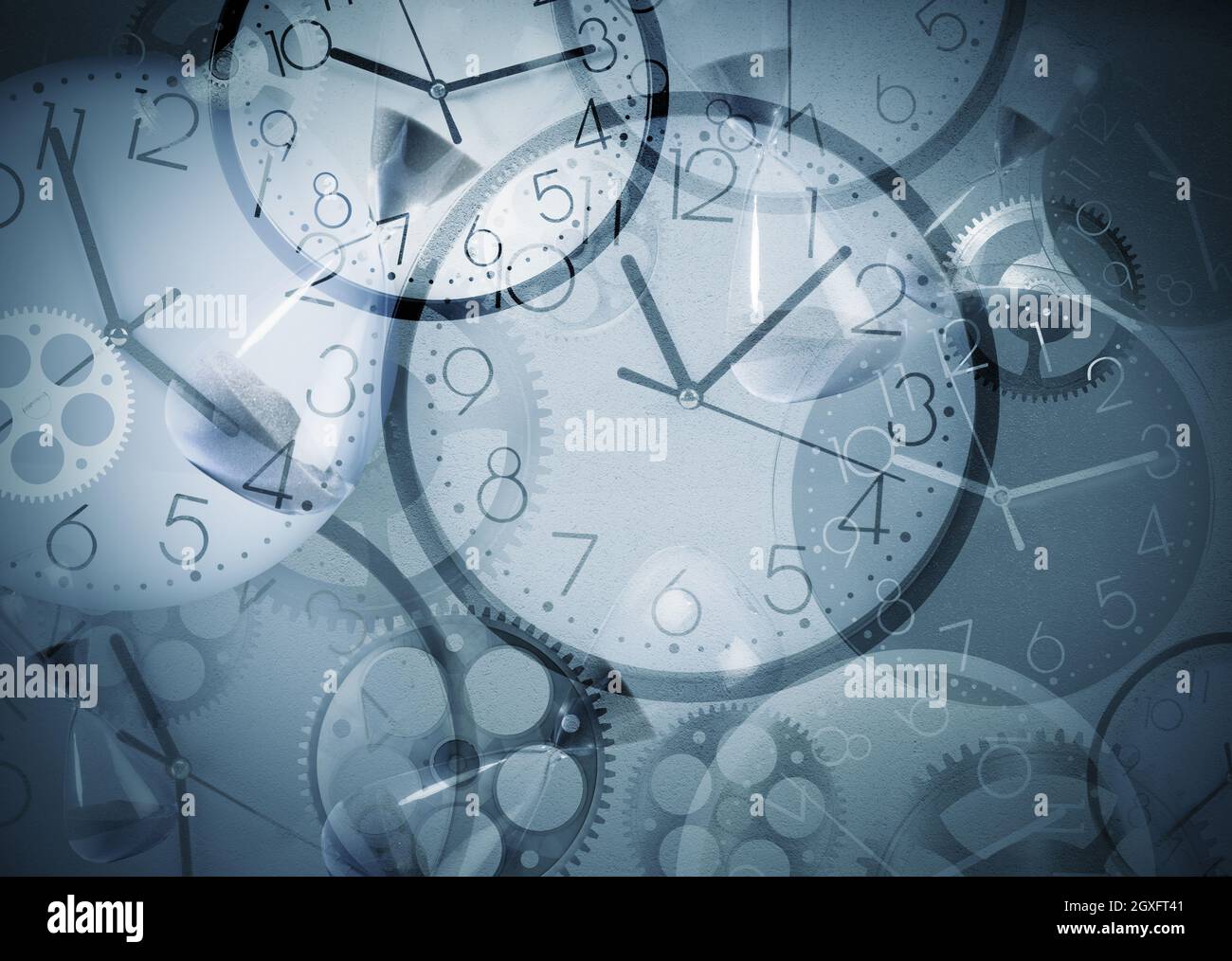 Background with clocks that mark many times Stock Photo - Alamy