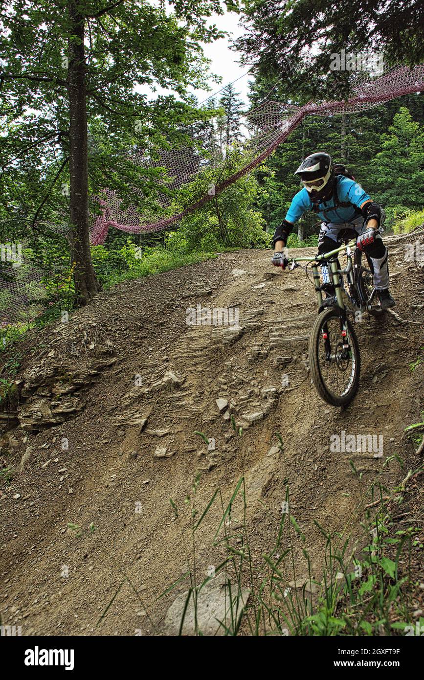 Downhill, sport, bicycle, mountain Stock Photo - Alamy