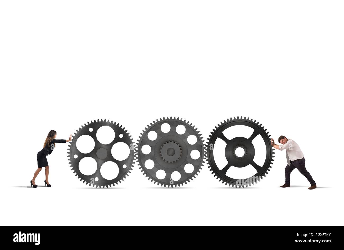 Teamwork of businesspeople work together to a system of gears Stock ...