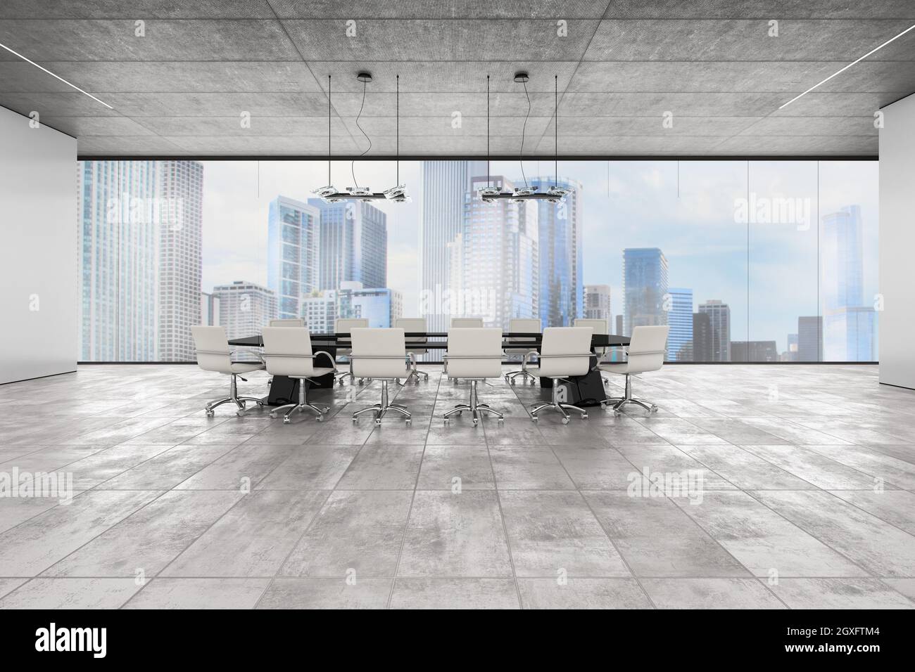 Luxury executive office with city view window . 3D Rendering Stock ...