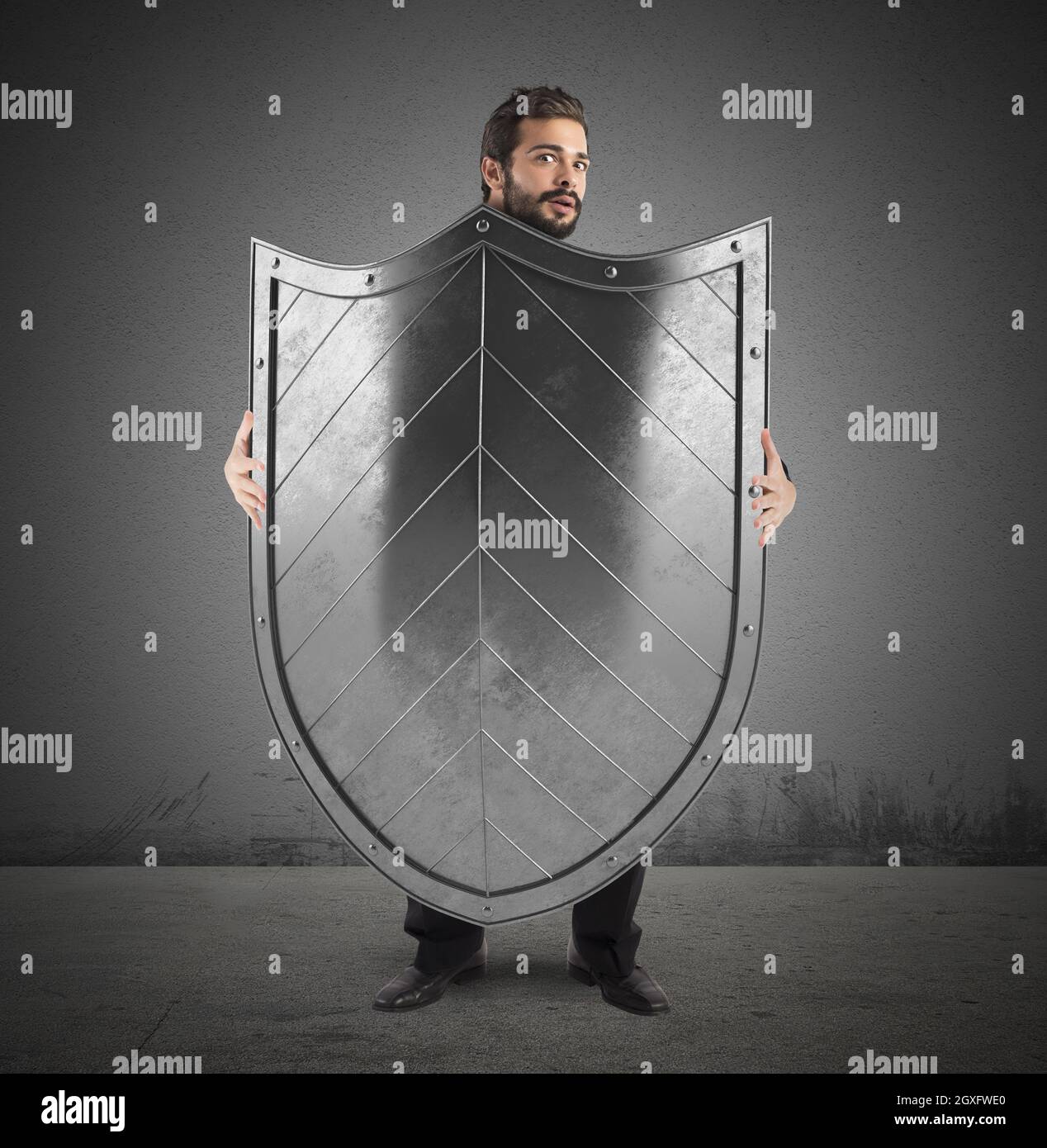 Man Hiding Behind Shield High Resolution Stock Photography and Images - Alamy