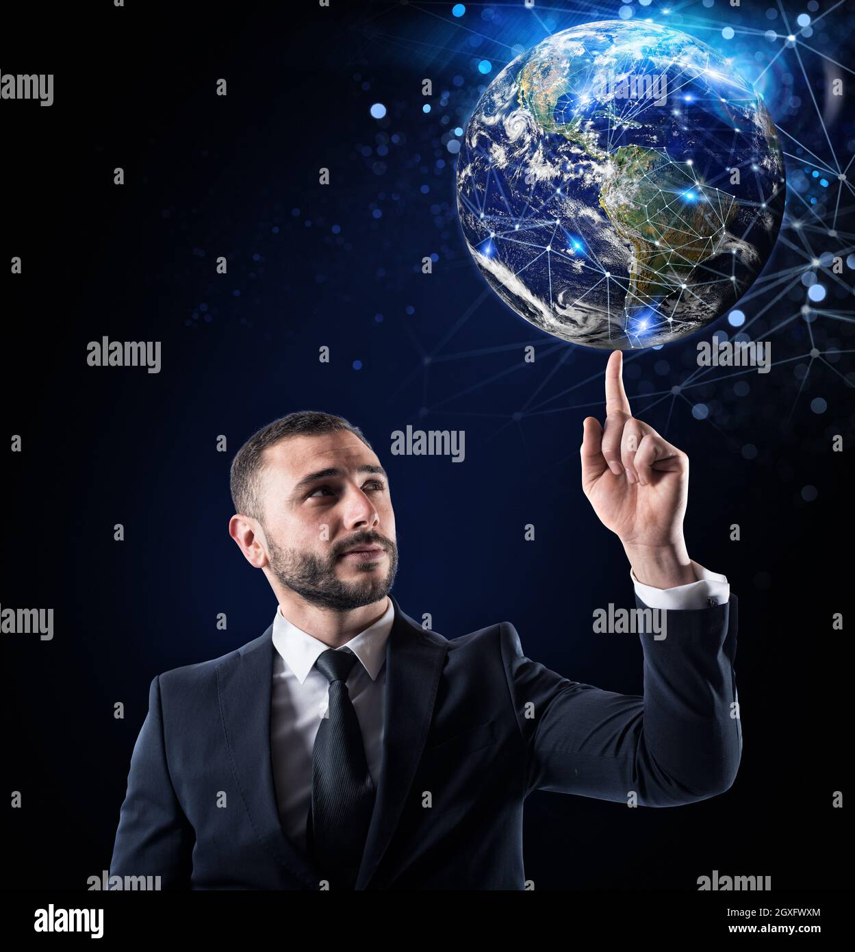 Worldwide internet connection concept. World provided by NASA Stock ...