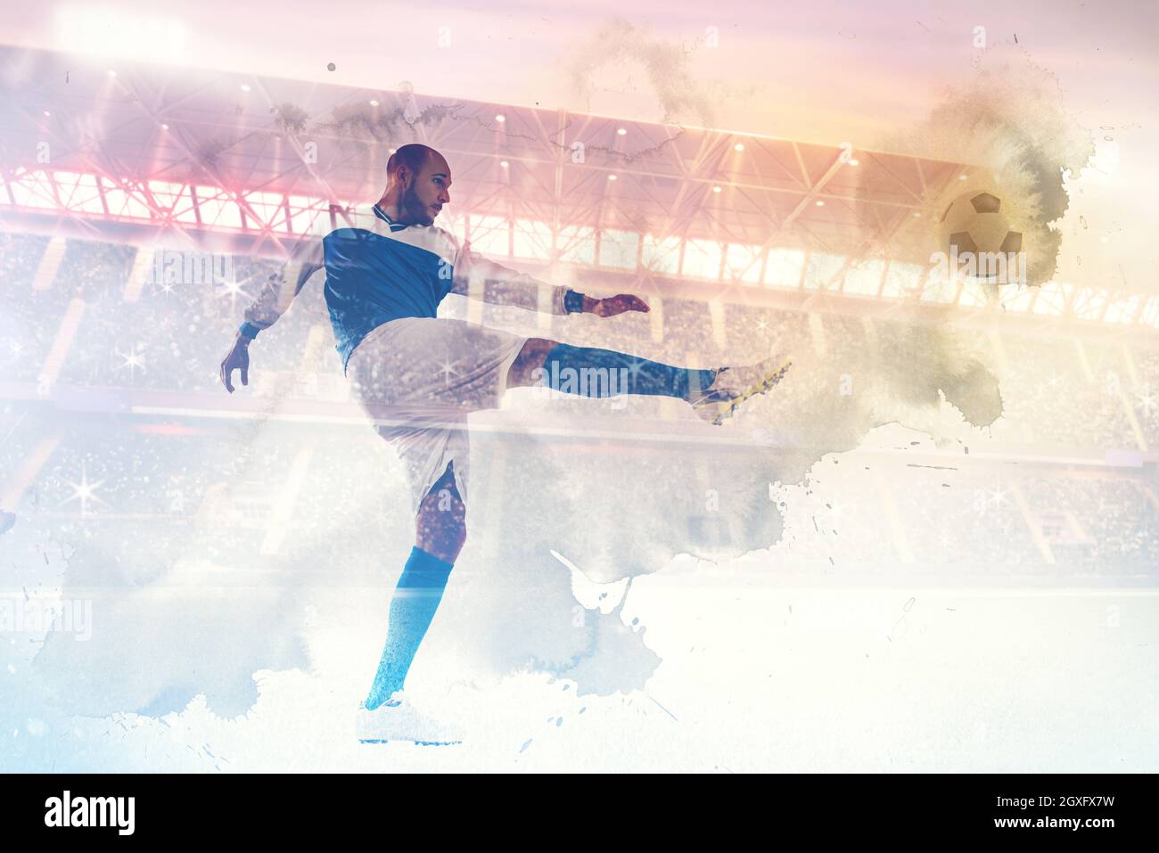 Football player play in a stadium with audience Stock Photo - Alamy