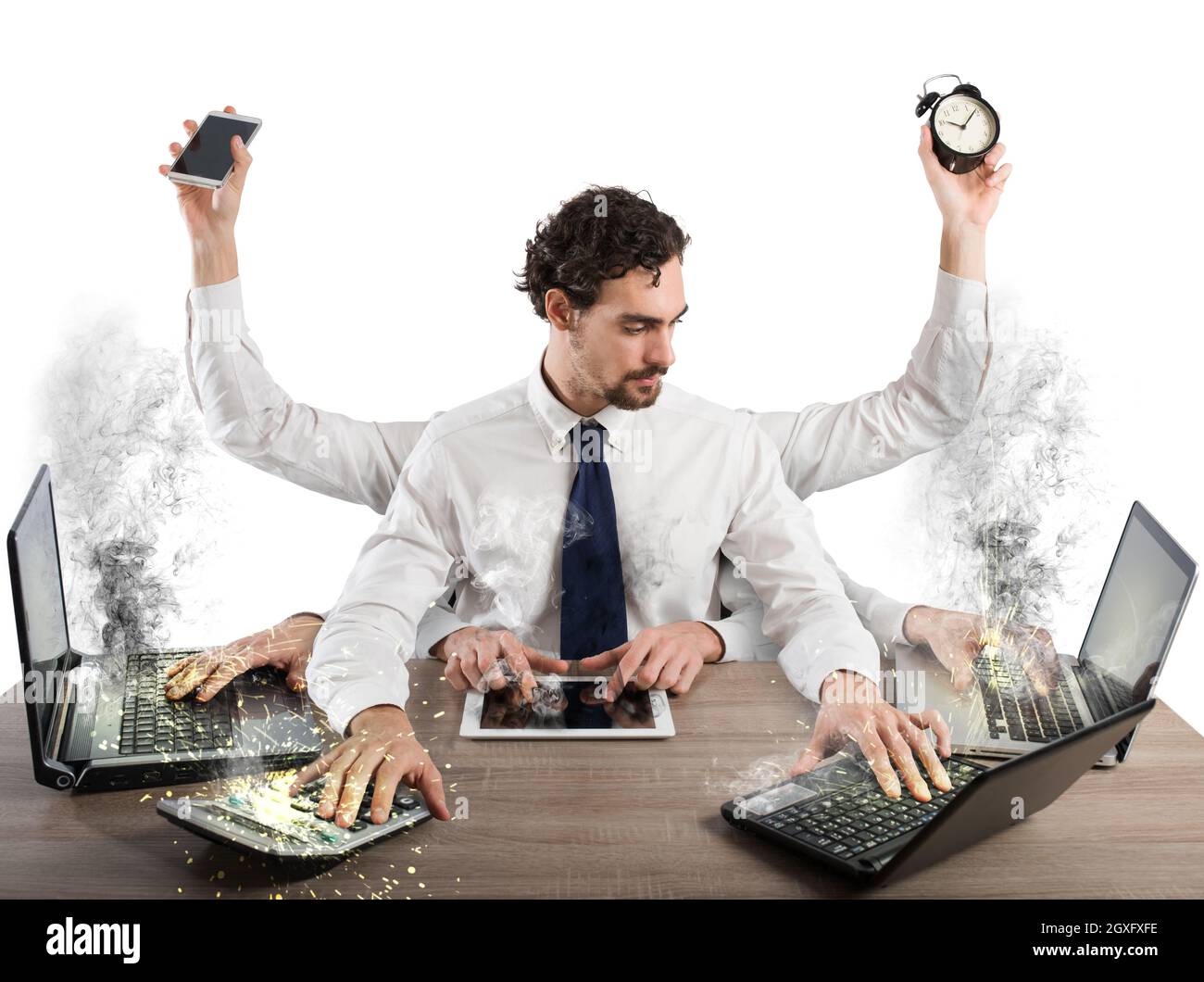 Businessman stressed out from too much work Stock Photo - Alamy