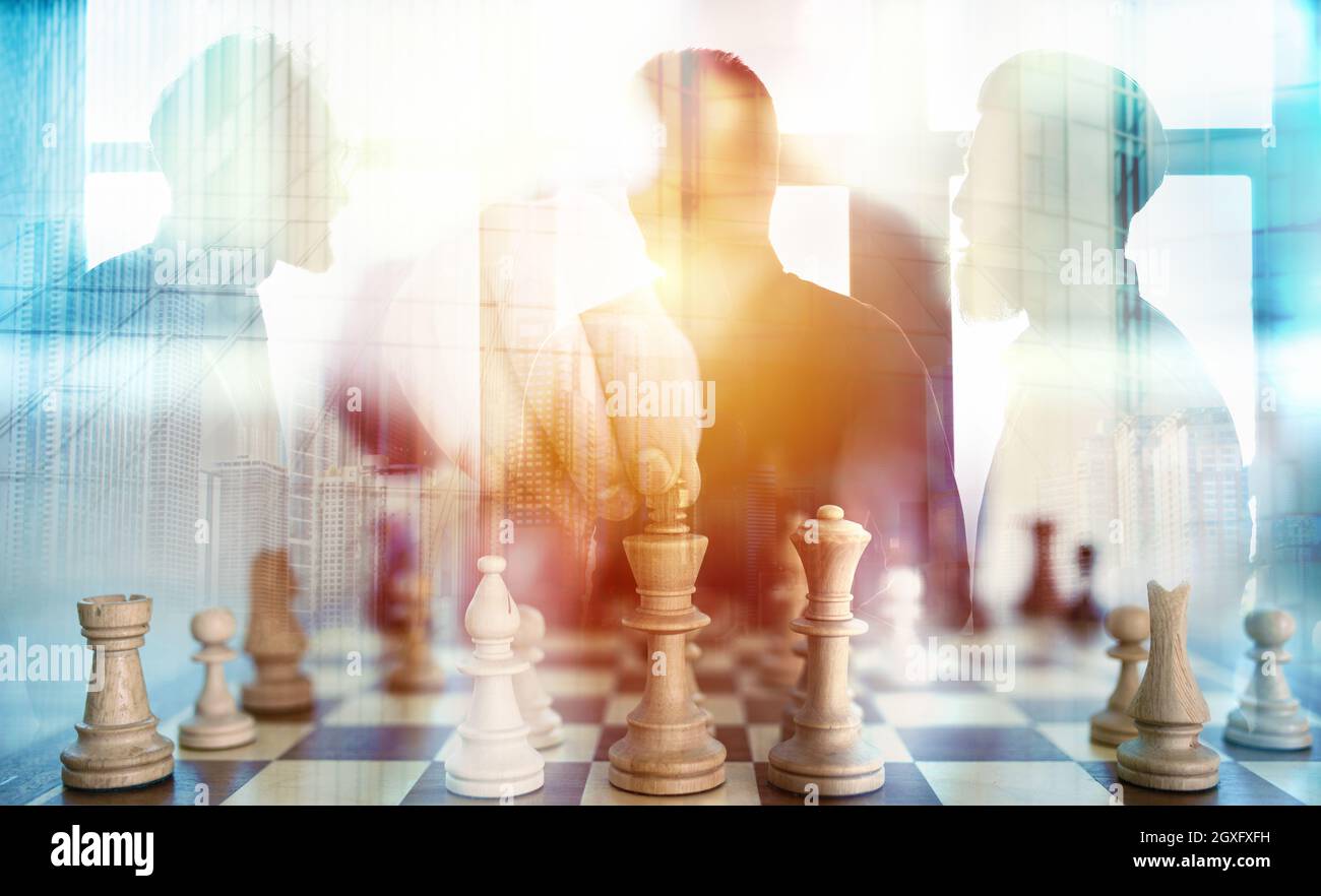 Business tactic and strategy with chess game and businessmen that work ...