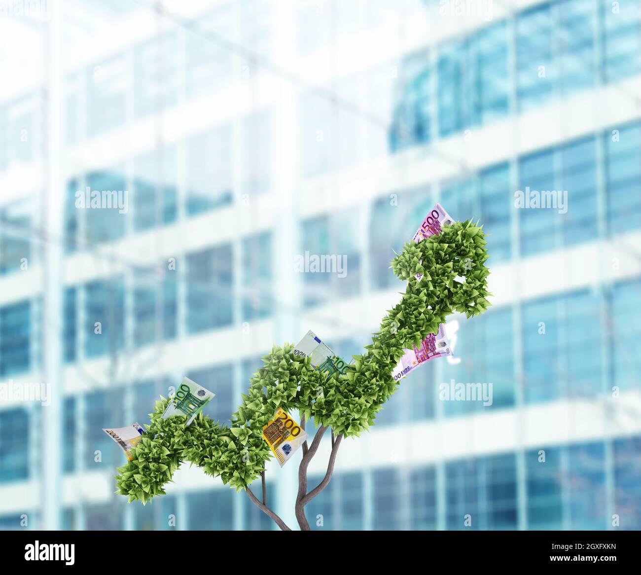 Tree full of money. Concept of growth and improvement. 3d rendering ...