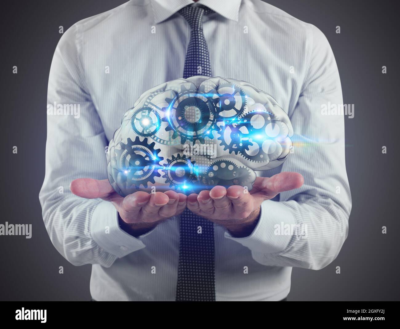 Concept of the ability of the human brain to process ideas. 3D ...