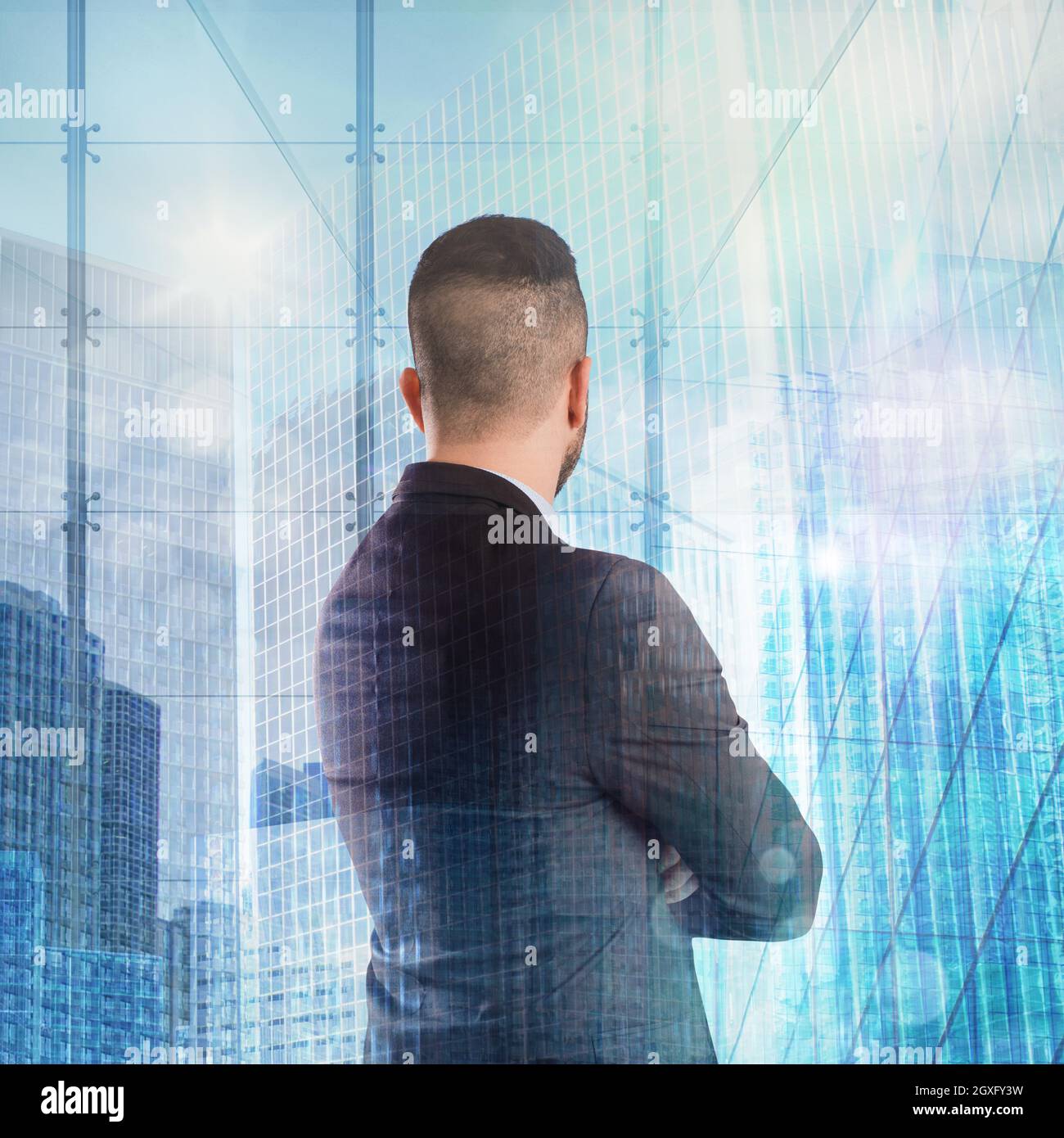 Businessman looks urban landscape hi-res stock photography and images ...