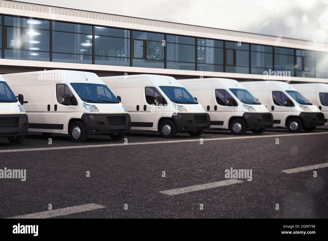 Line of trucks parked on the road Stock Photo - Alamy