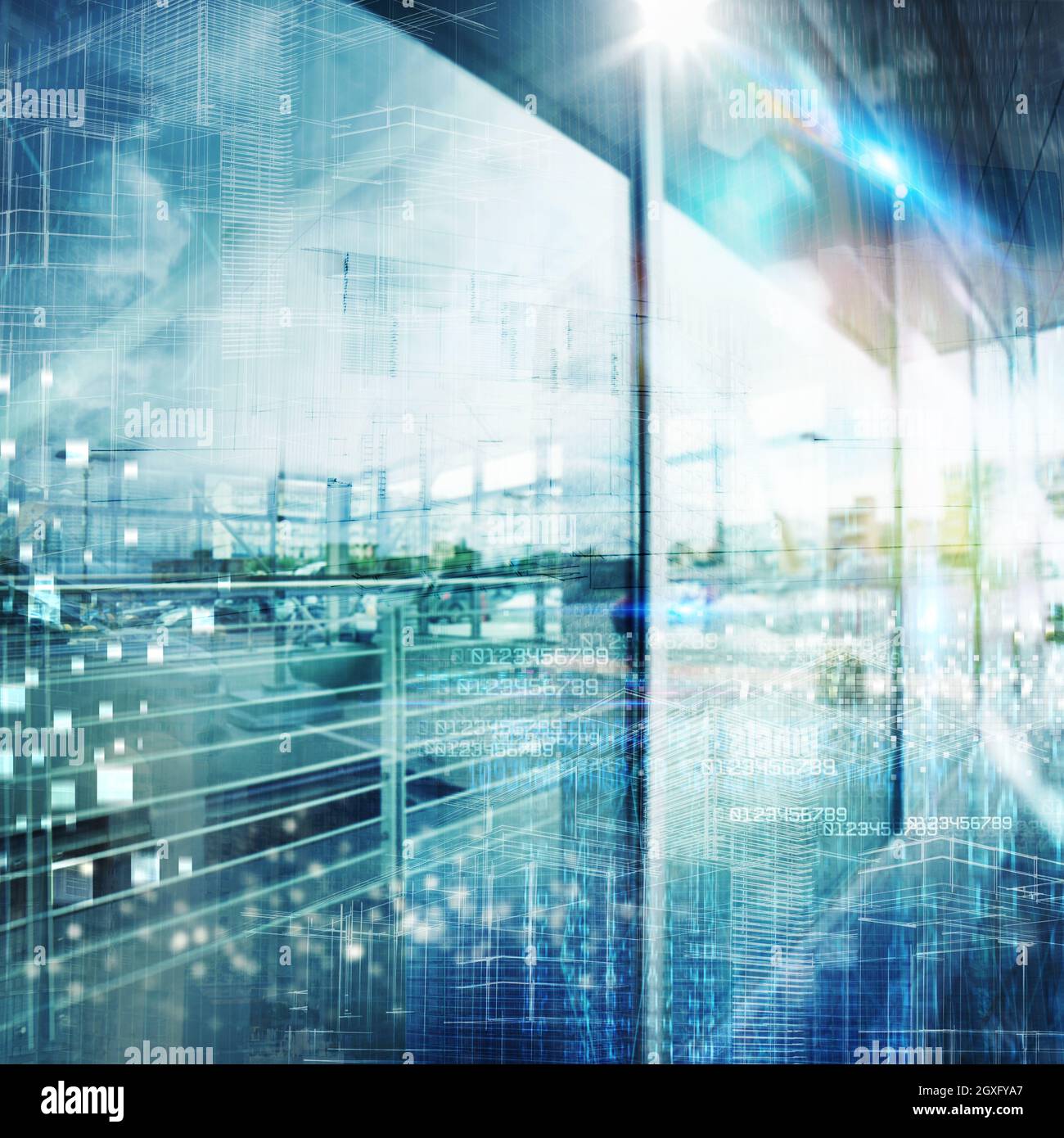 Futuristic background with binary numbers and designs Stock Photo - Alamy