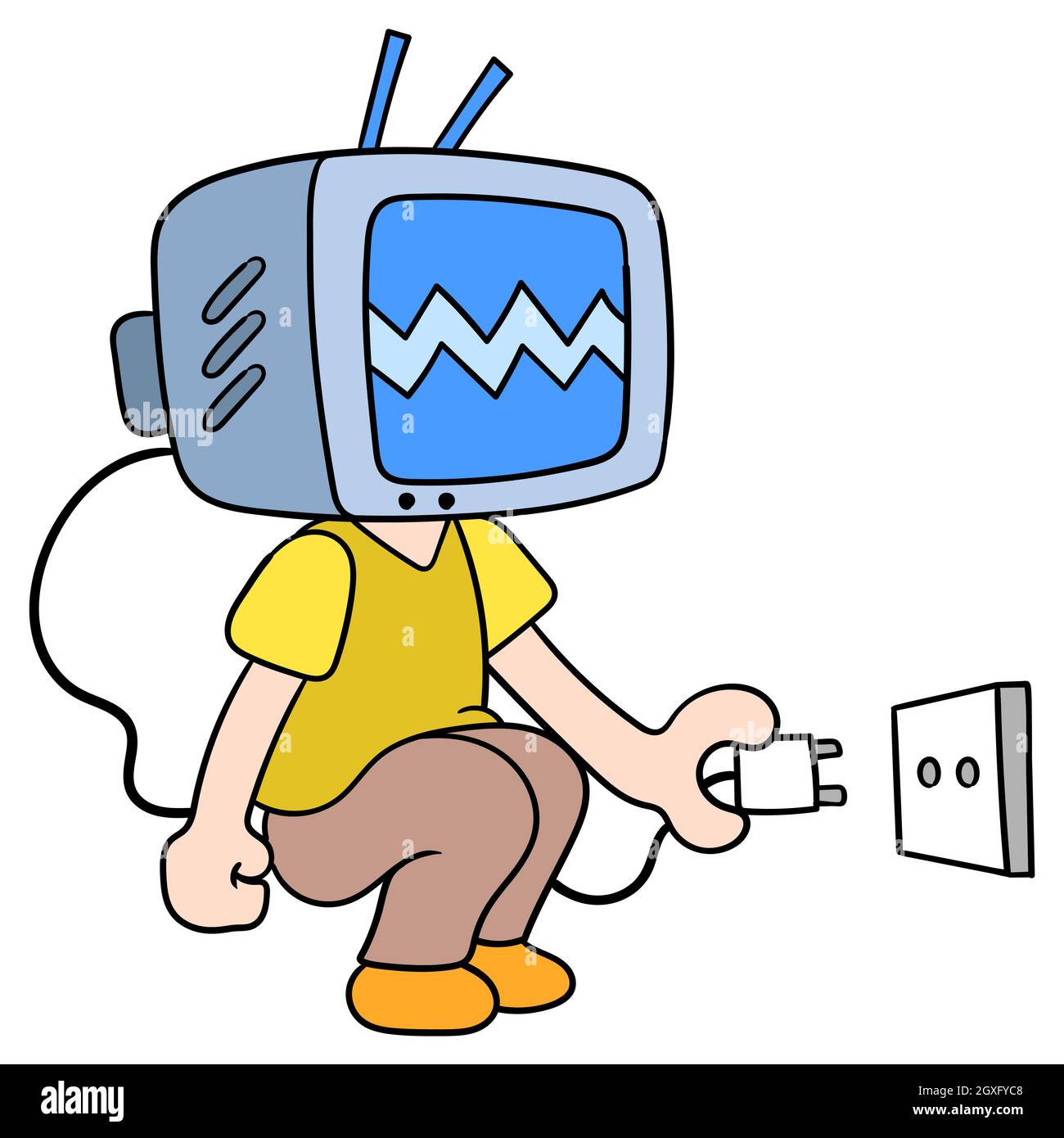 the television is looking for a power source to connect the plug Stock ...