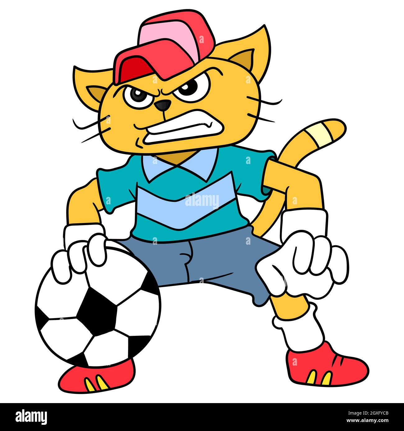 the cat pretends to be a goalkeeper in soccer Stock Vector Image & Art ...