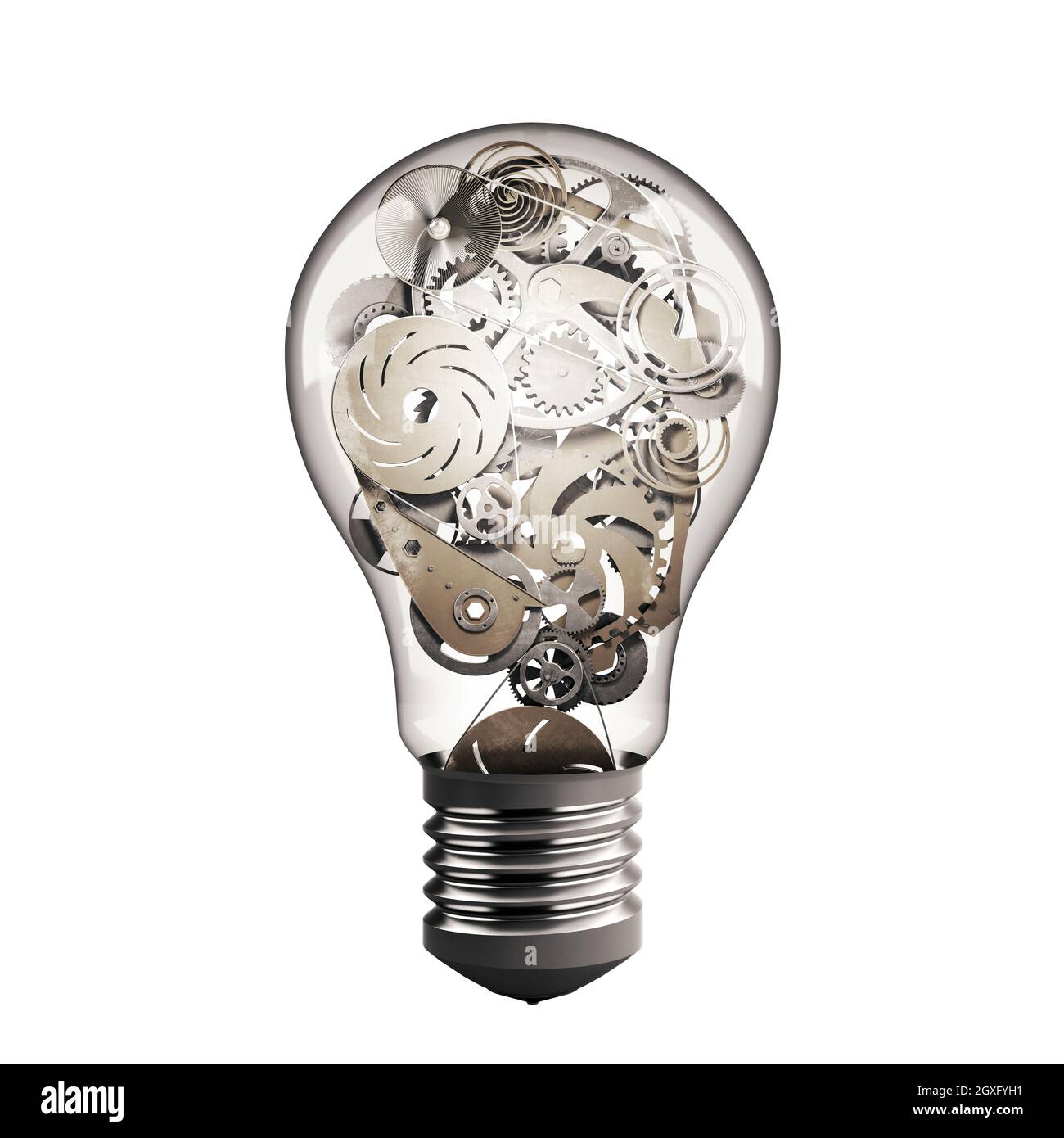 Glowing light bulb gears mechanism hi-res stock photography and images ...