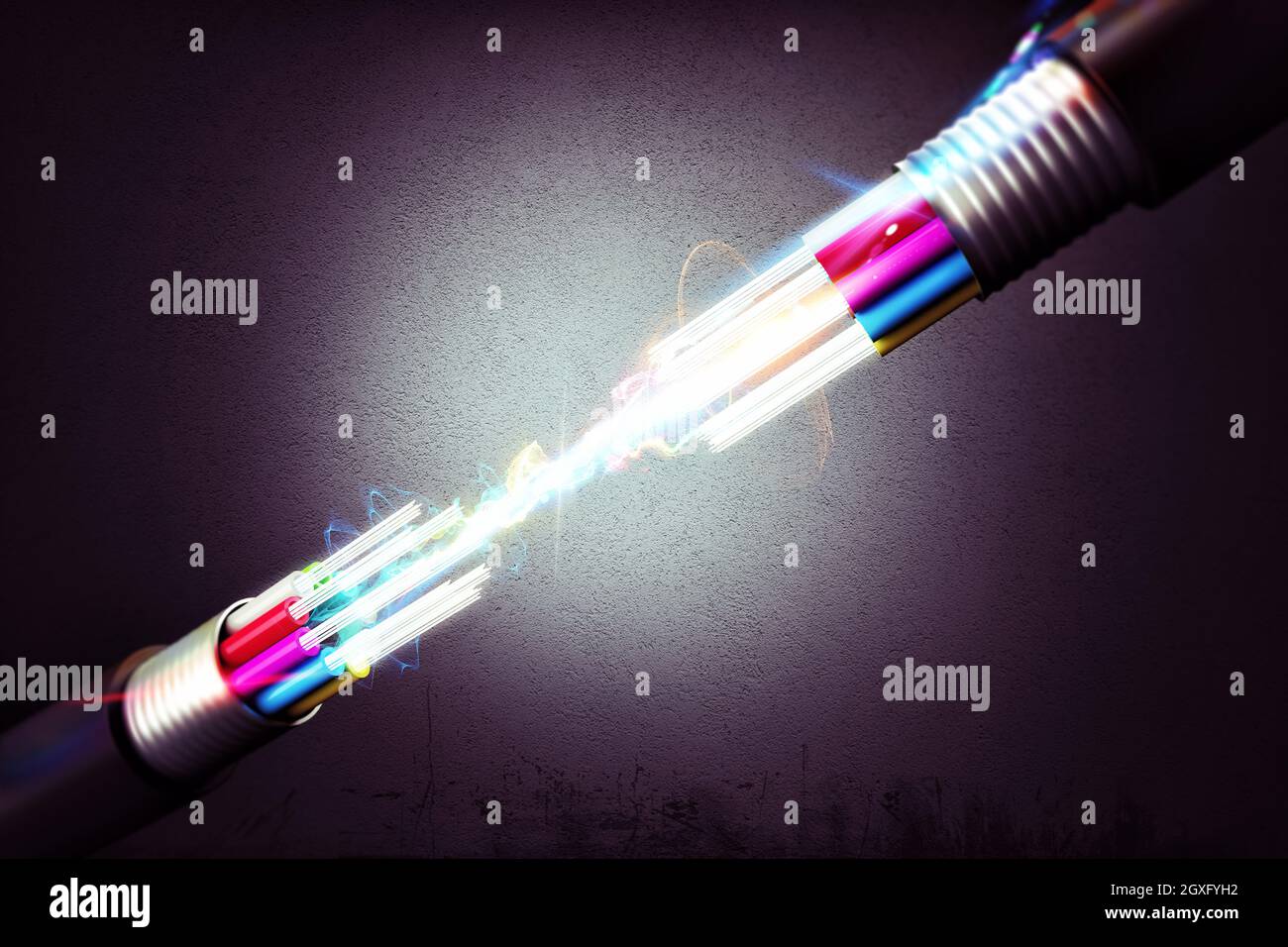 Power of connection between two optical fibers Stock Photo - Alamy