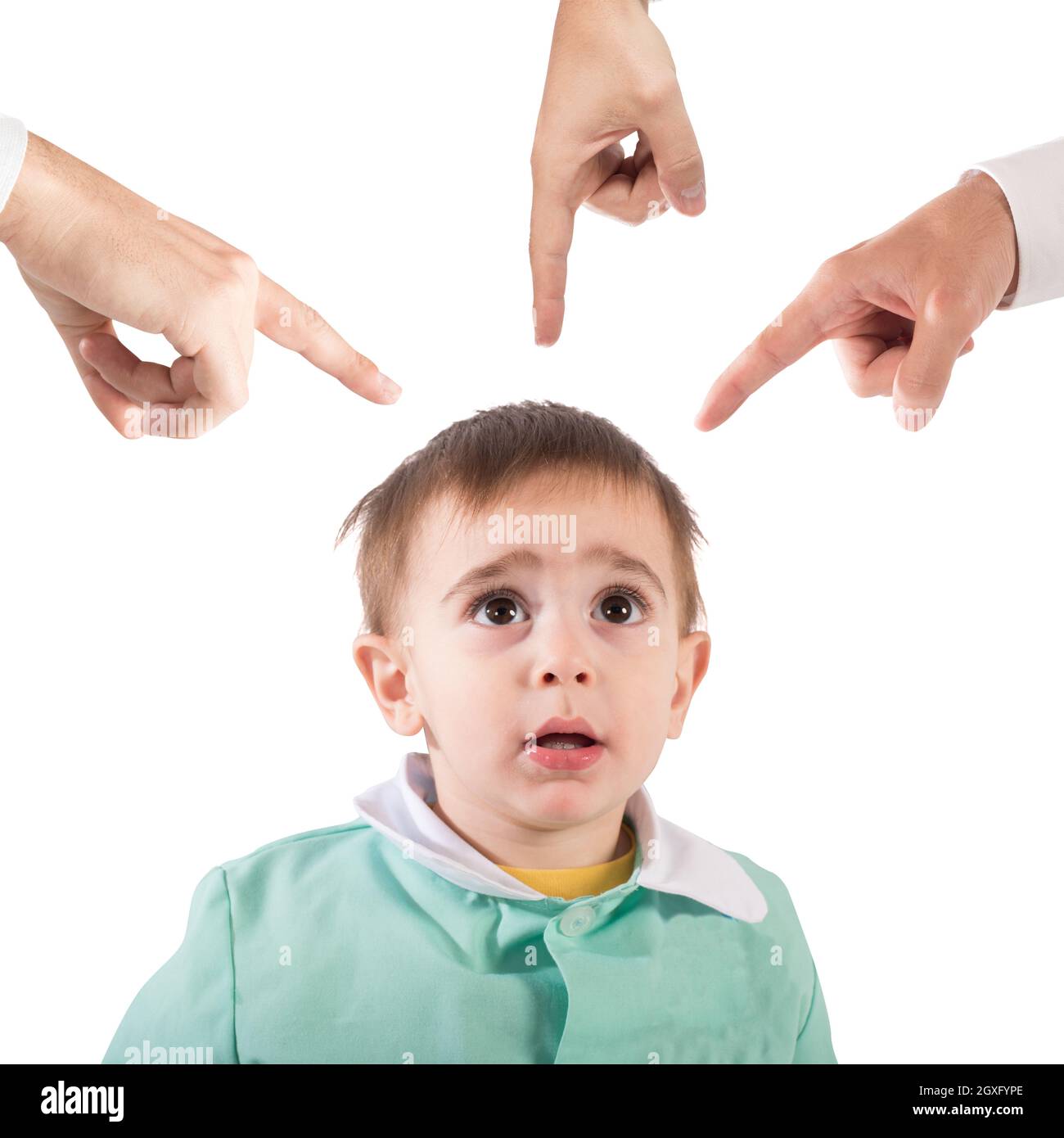 Frightened child shown by so many fingers Stock Photo - Alamy