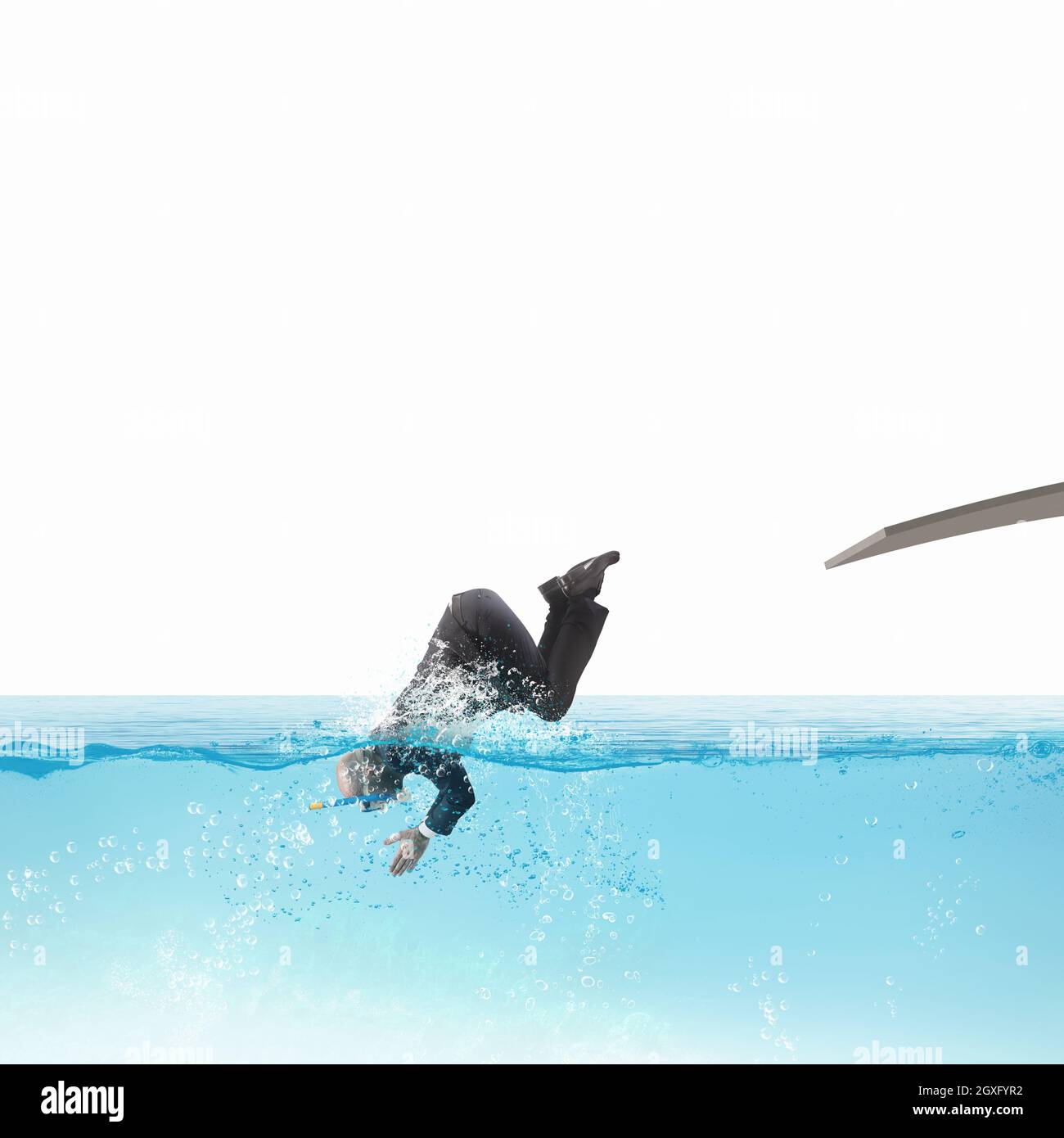 Businessman with suit dives into the pool Stock Photo - Alamy