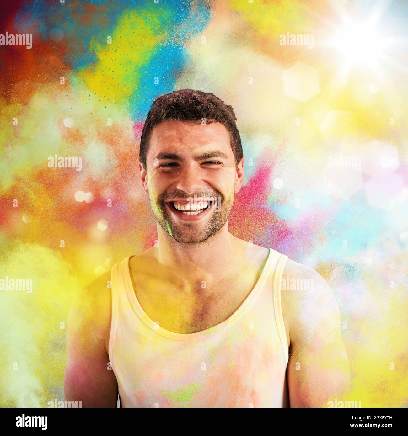 Boy with smiling expression on colored background Stock Photo - Alamy