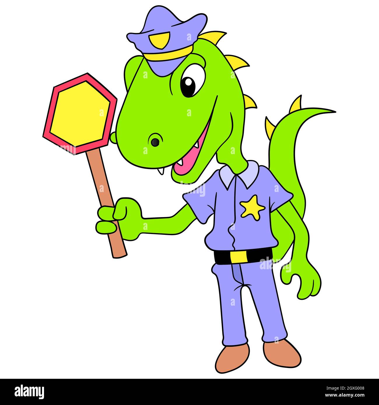 giant reptile dinosaur as traffic cop Stock Vector Image & Art - Alamy