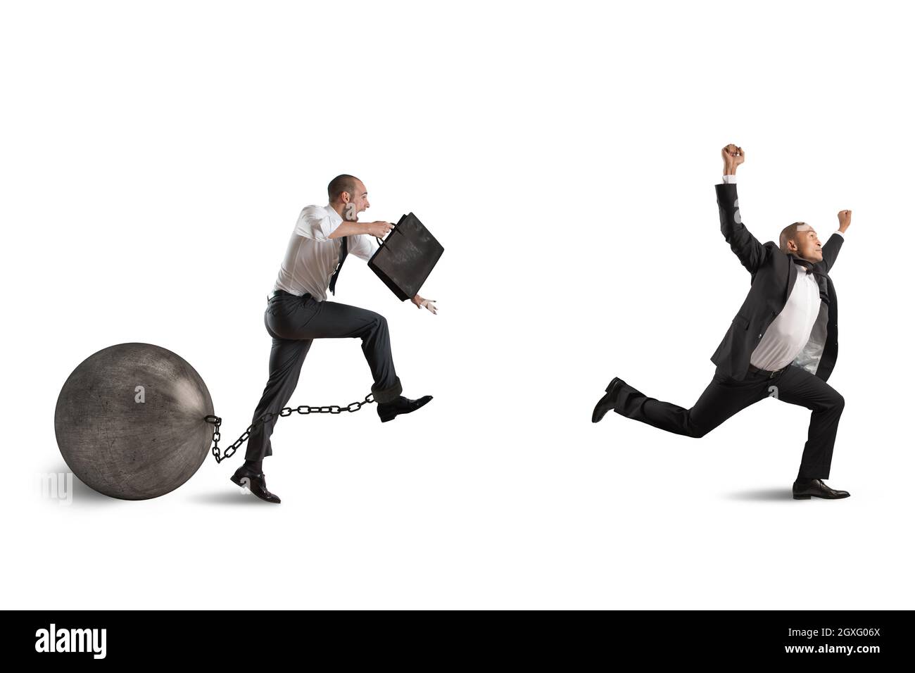 Man competing with a man with obstacle Stock Photo - Alamy