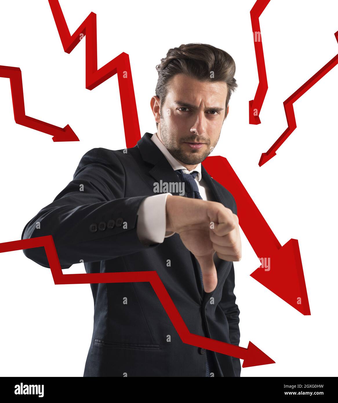 Sad businessman red arrow hi-res stock photography and images - Alamy