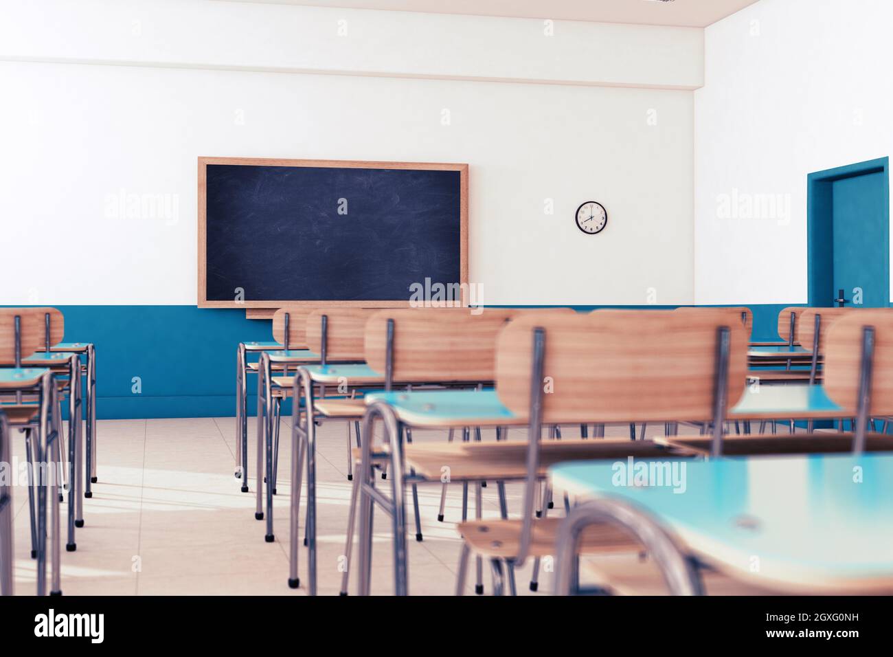 Whiteboard empty classroom desks hi-res stock photography and images ...