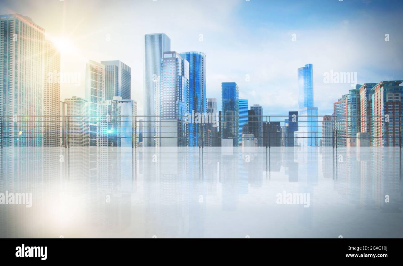 Office in a skyscraper with urban view Stock Photo - Alamy
