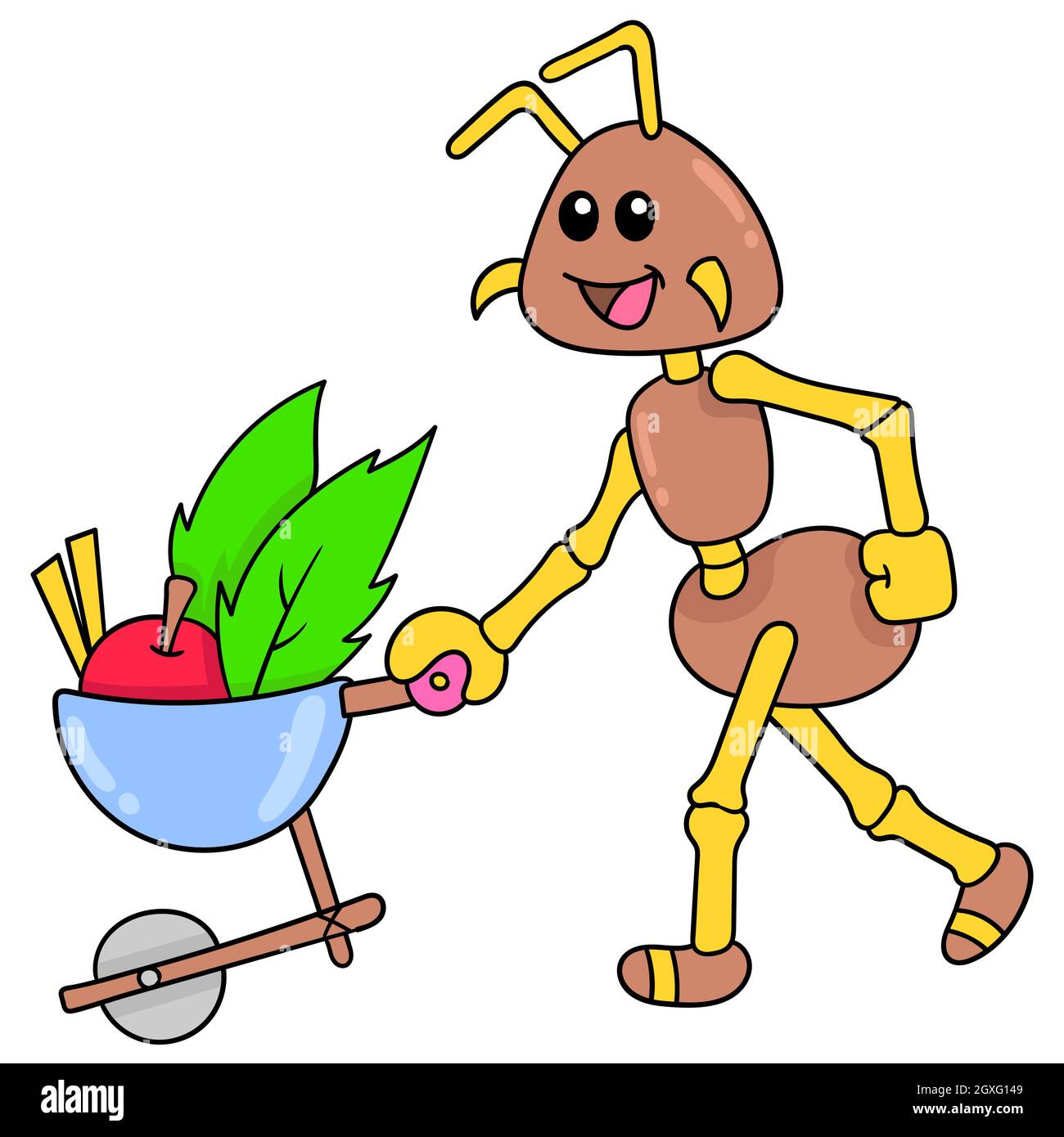 an ant is carrying a cart filled with groceries Stock Vector Image ...
