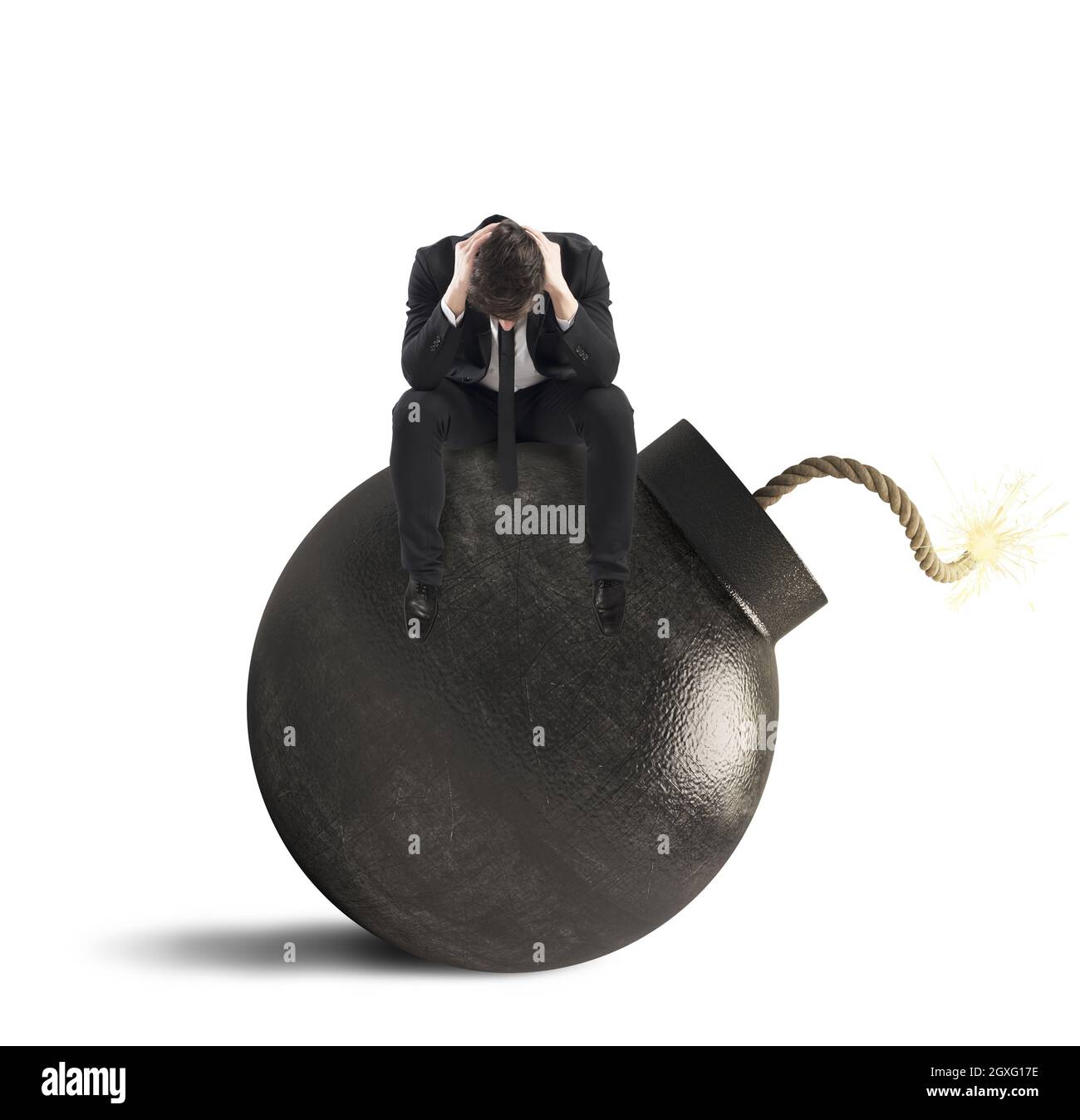 Businessman sitting on bomb Cut Out Stock Images & Pictures - Alamy