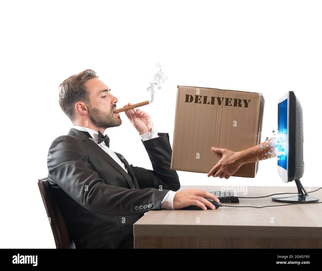 Man coming out of box hi-res stock photography and images - Alamy