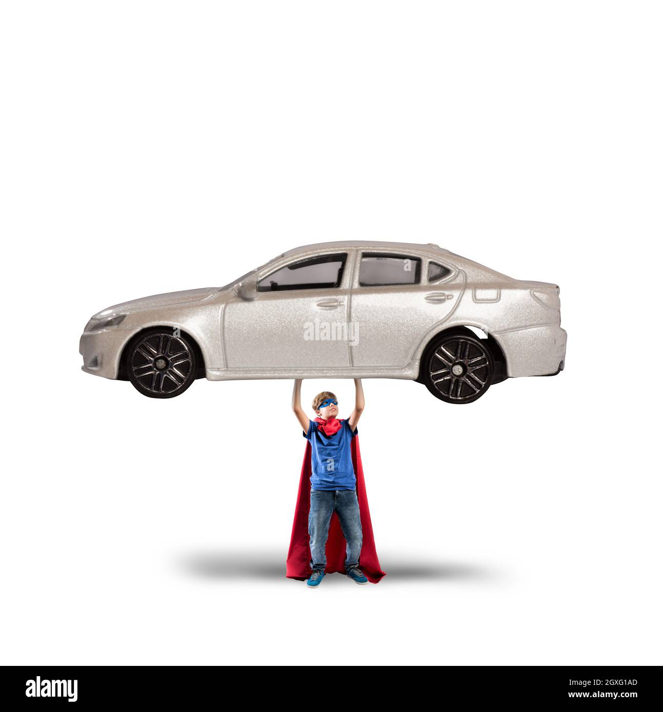 Superhero can lift a car with powers Stock Photo - Alamy
