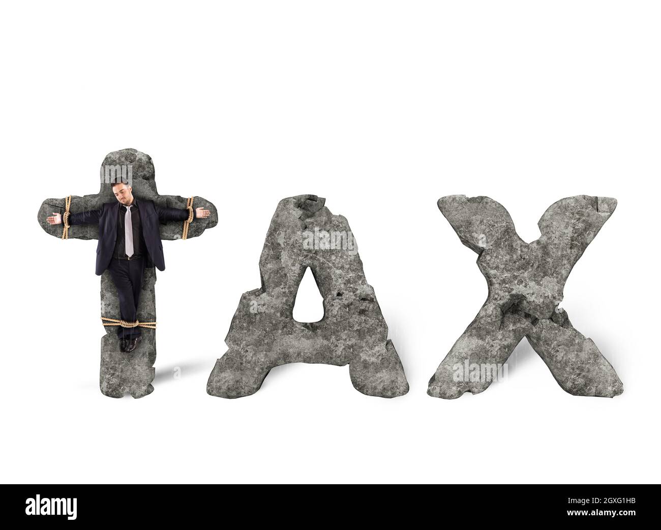 Man tied to a stone with rope Stock Photo - Alamy