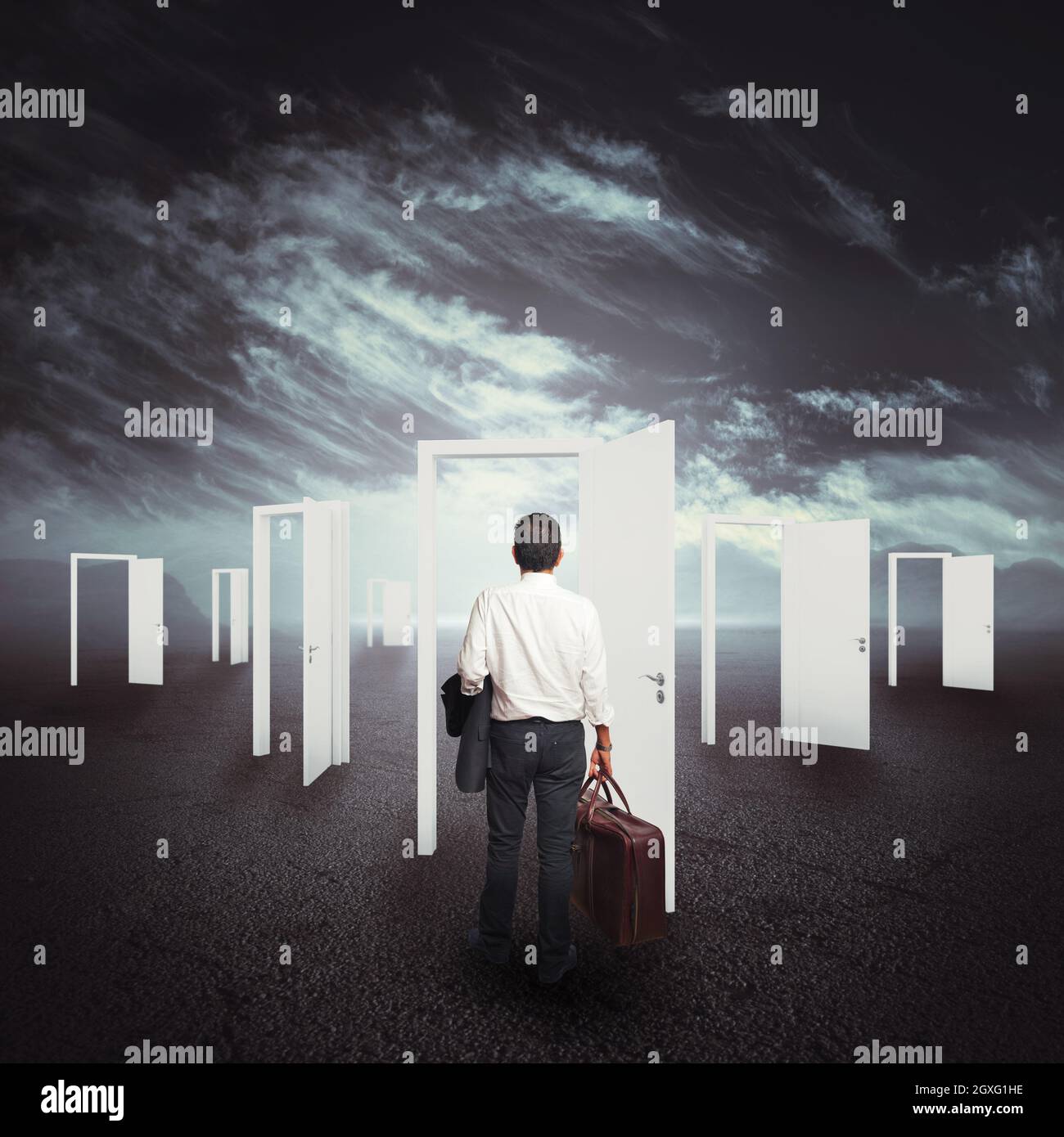 Man choosing doors hi-res stock photography and images - Alamy