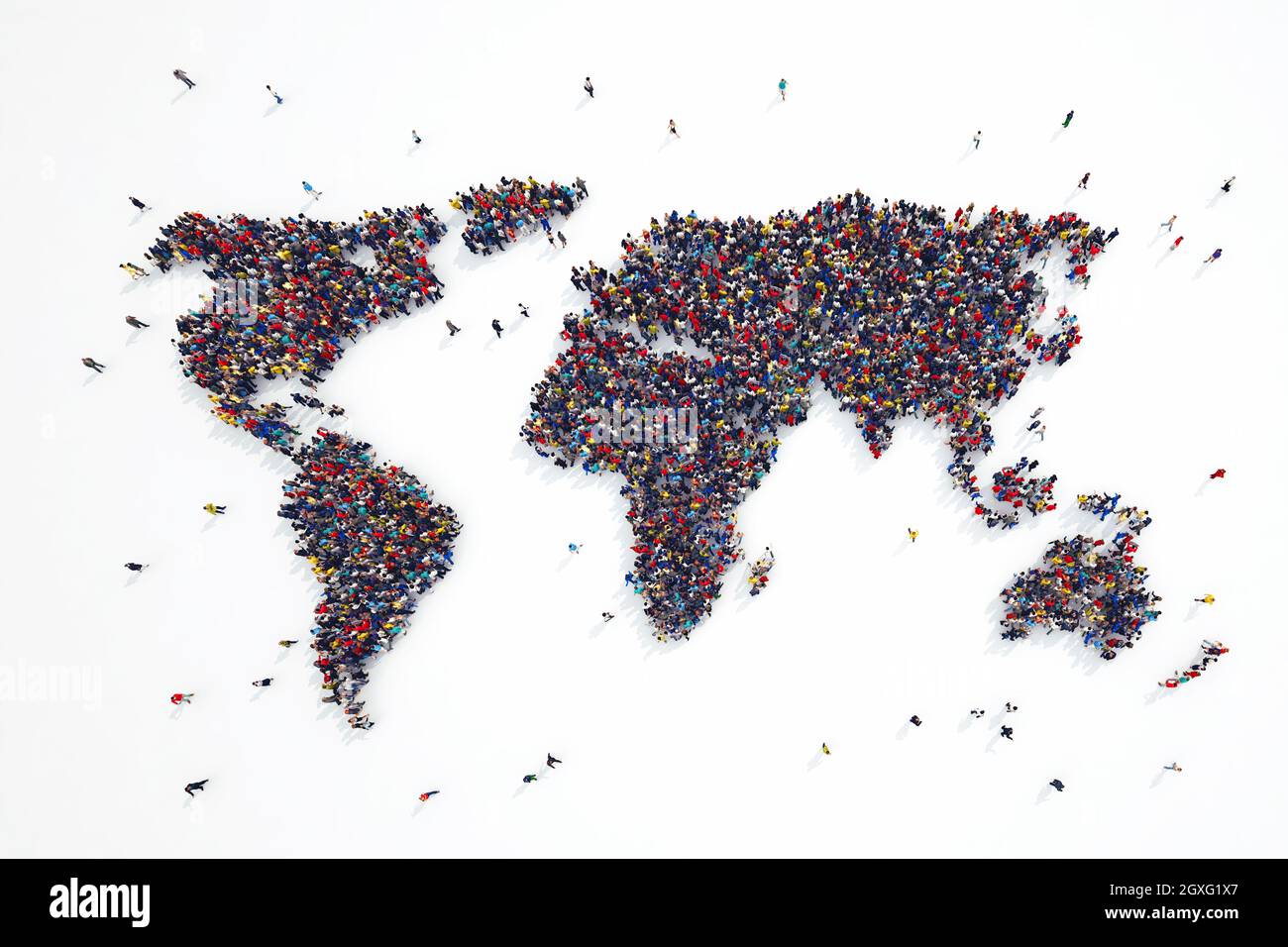 3D rendering of people forms world continents Stock Photo - Alamy