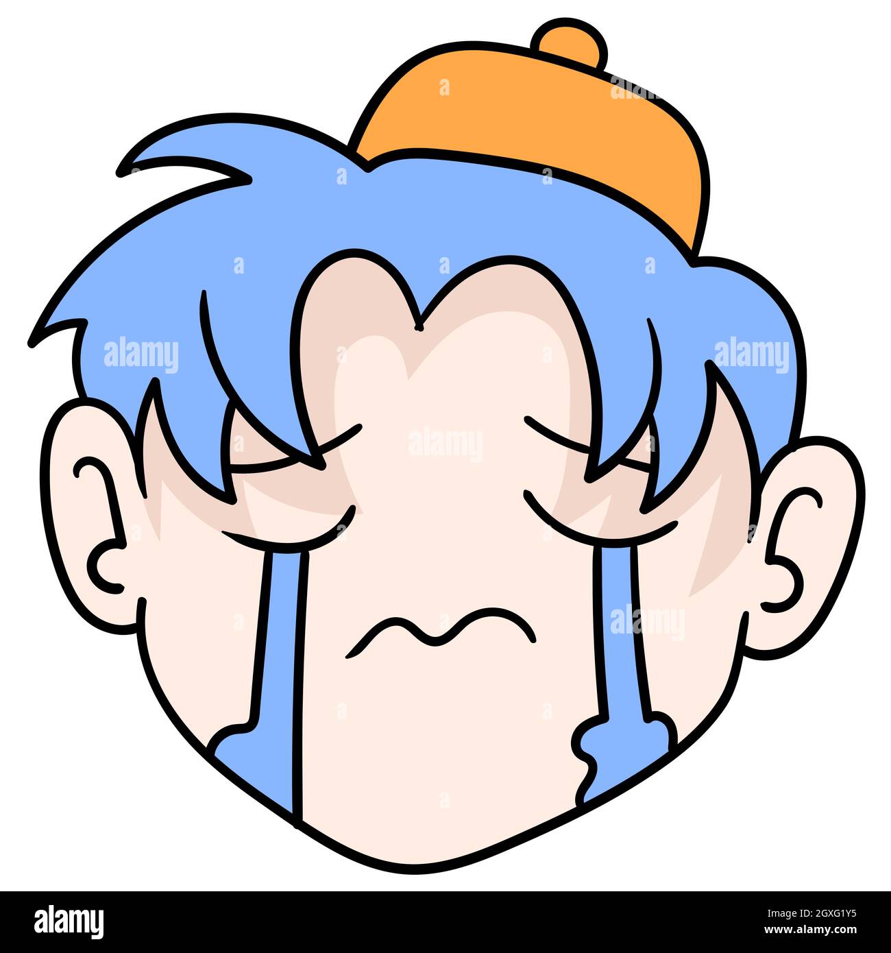 the boy head with a hat is sad crying and tears its eyes Stock Vector ...