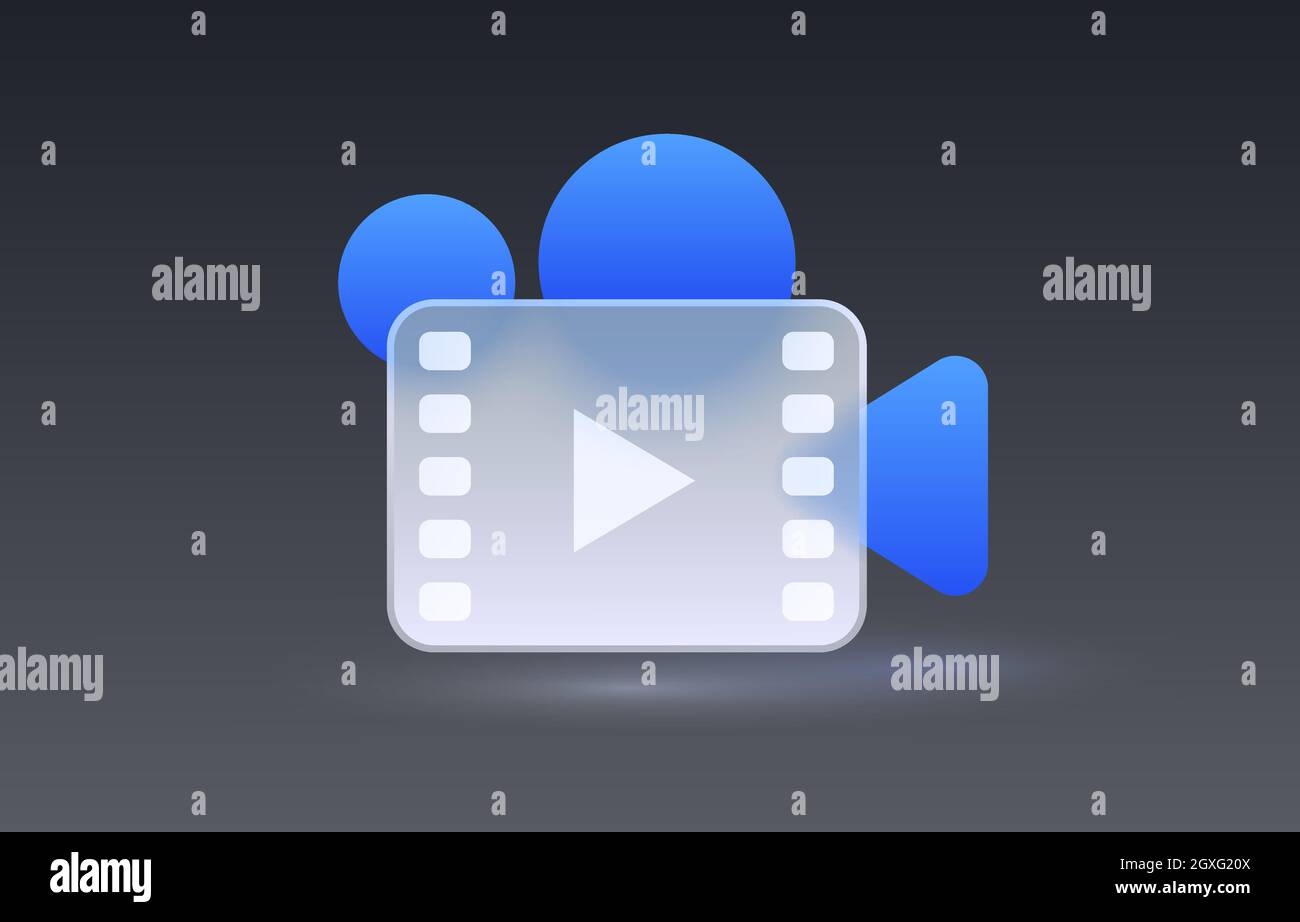 Glass video transparent icon, collection sign. Vector illustration ...