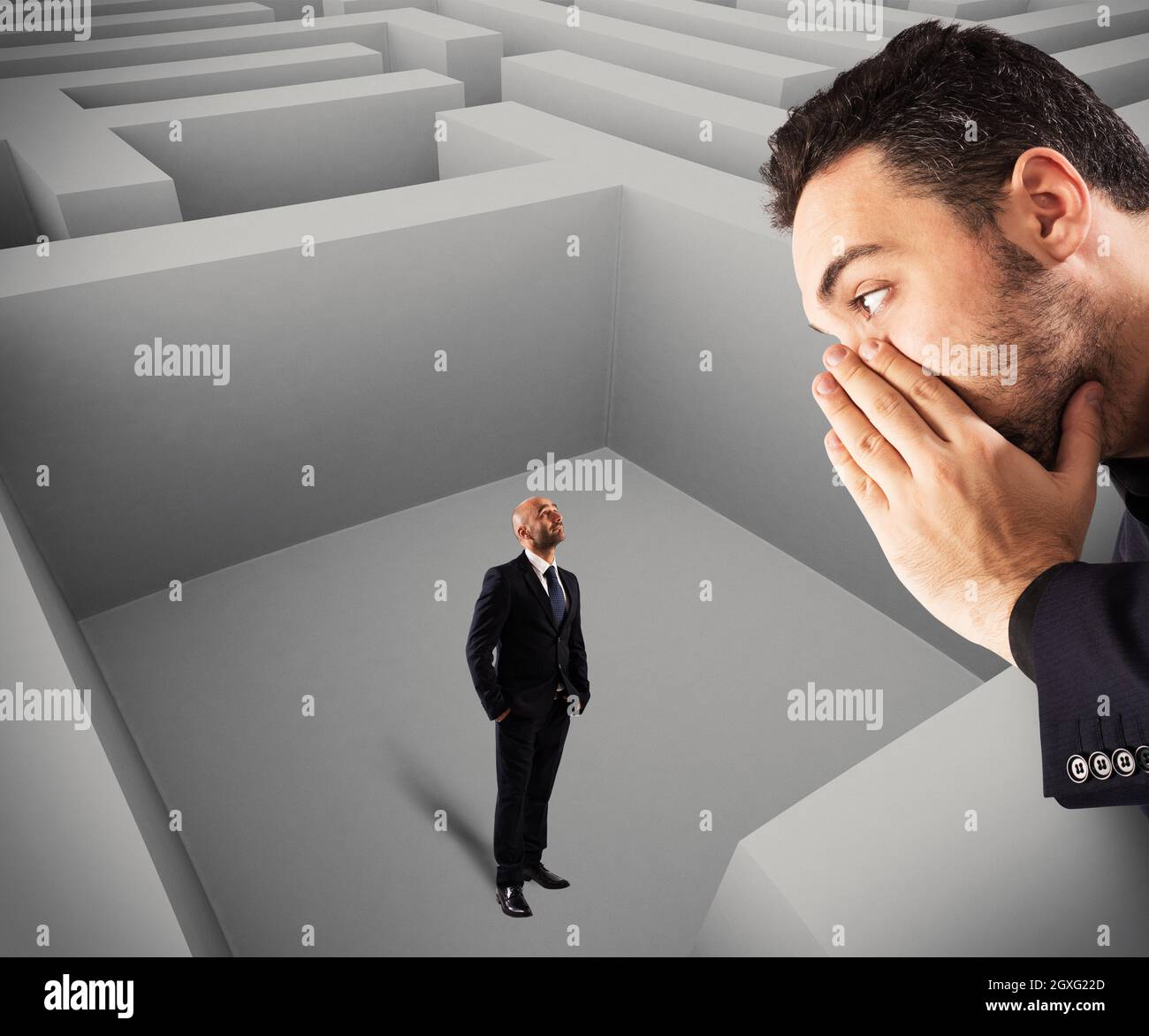 Man inside the maze hears a suggestion Stock Photo - Alamy