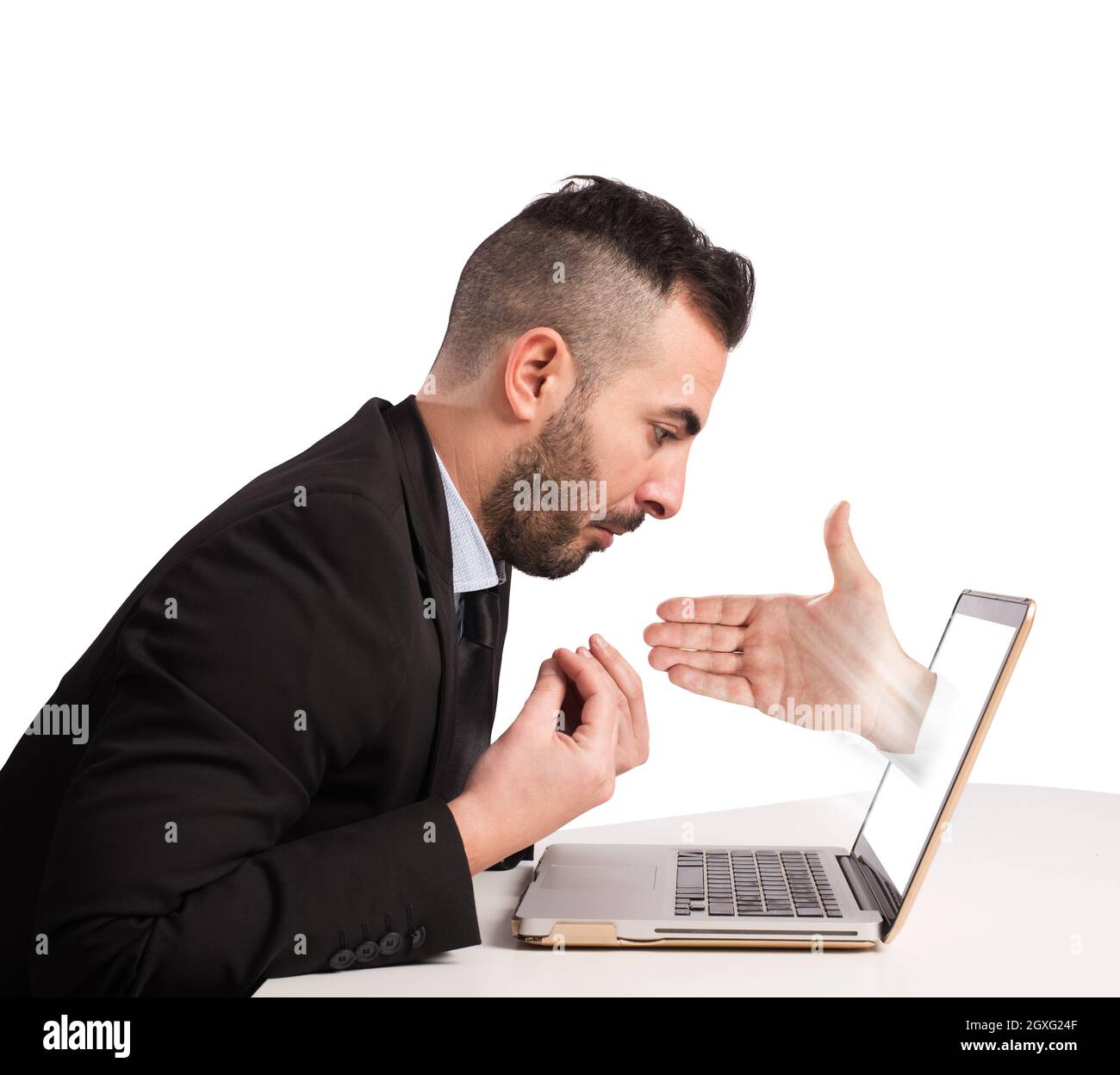 Hand coming out of computer hi-res stock photography and images - Alamy
