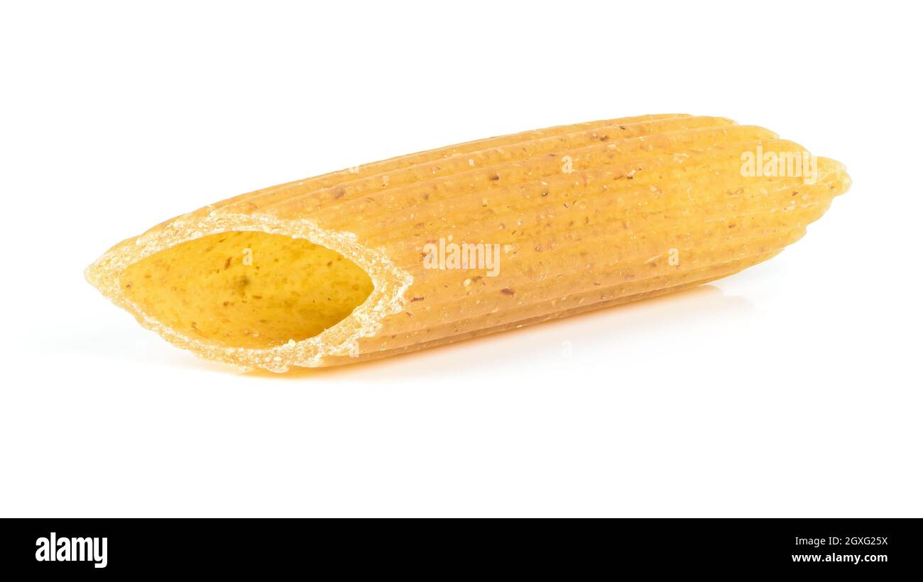 Single raw penne pasta isolated on white background with clipping path ...