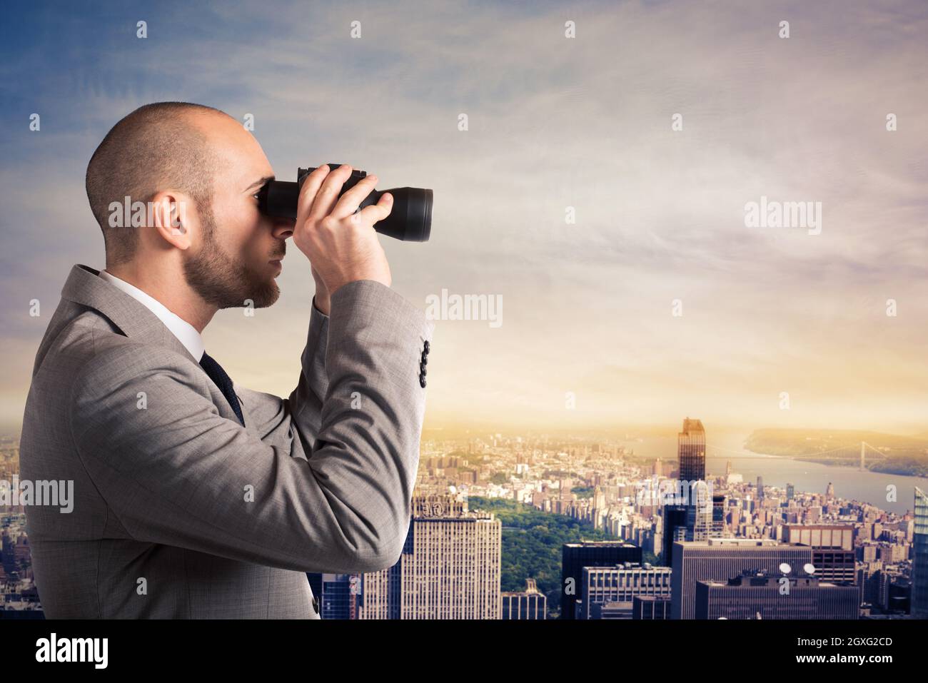 Businessman looks urban landscape hi-res stock photography and images ...