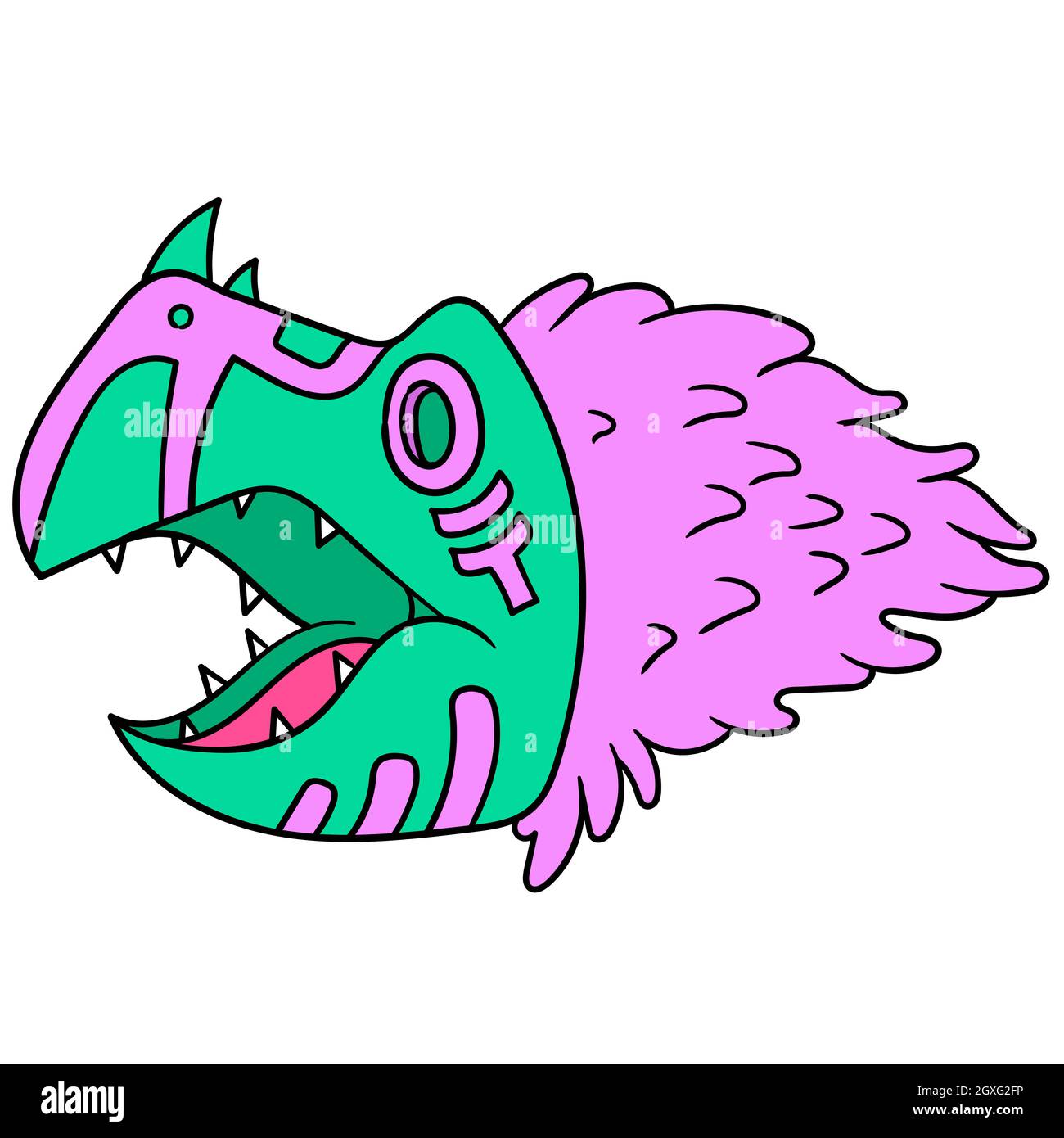 the head of a spooky faced monster wearing a traditional mask Stock ...