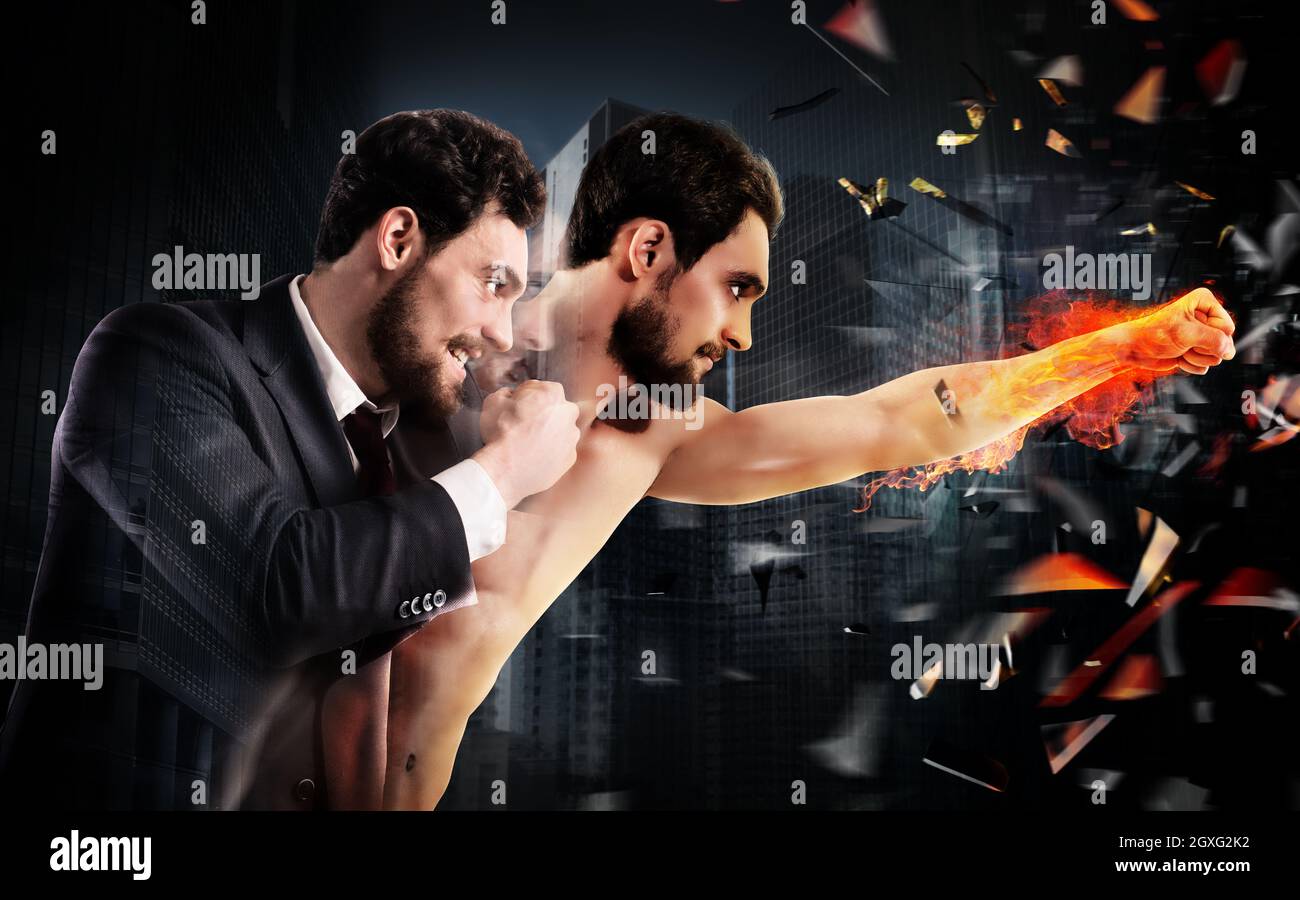 Powerful and determinated businessman ready to fight Stock Photo - Alamy