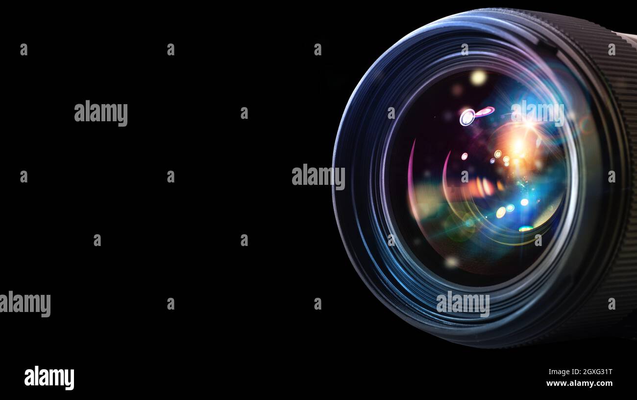 Professional lens of reflex camera with light effects Stock Photo - Alamy
