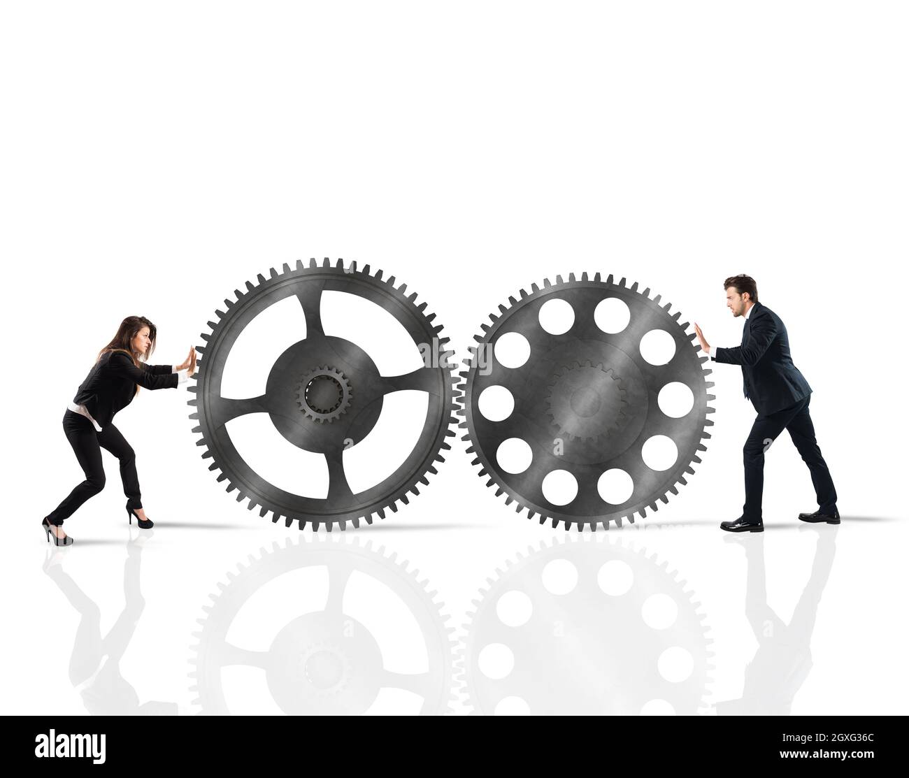 Teamwork of businesspeople work together to a system of gears Stock ...
