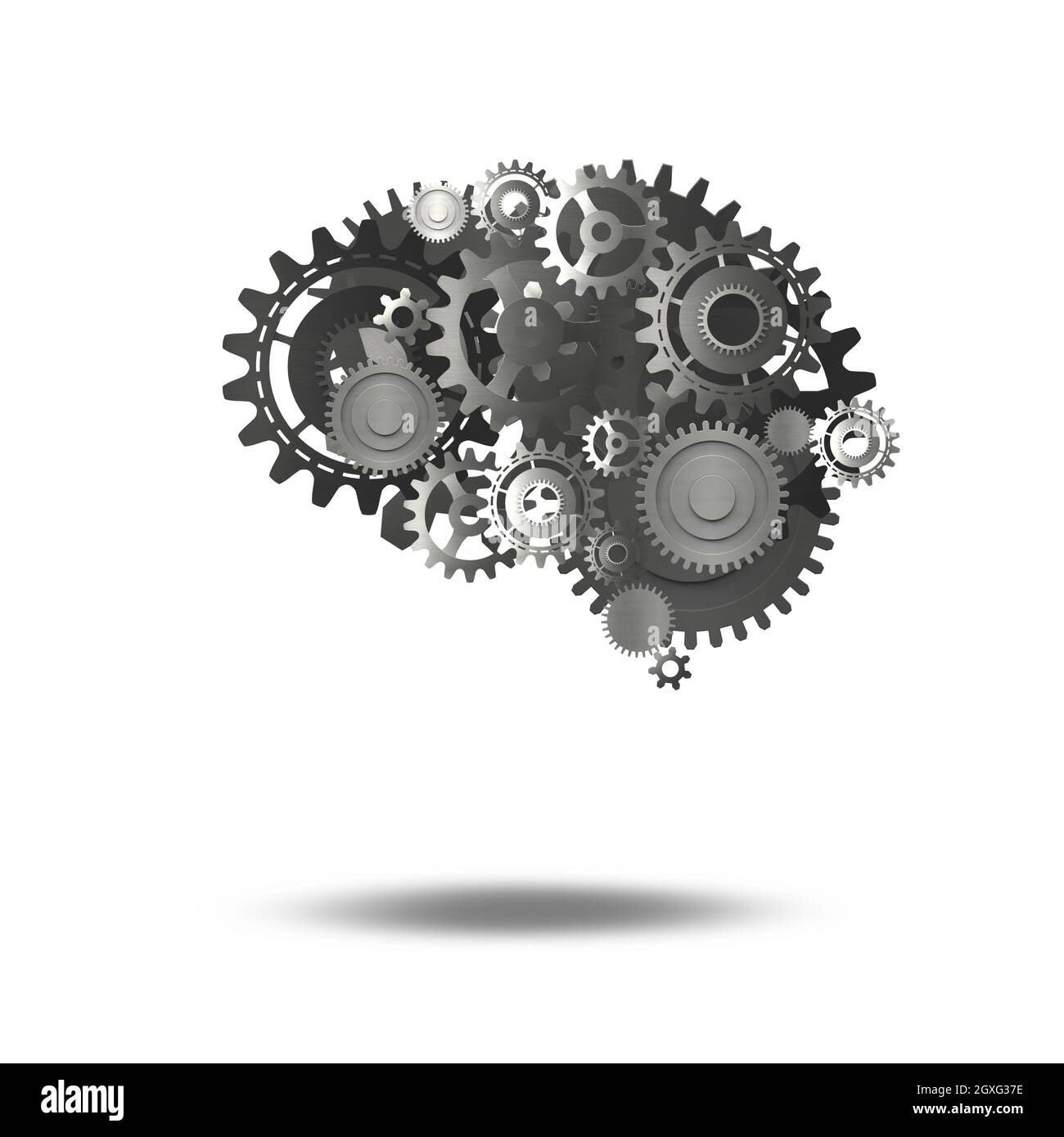 System of mechanical gears as a human brain . 3D Rendering Stock Photo ...